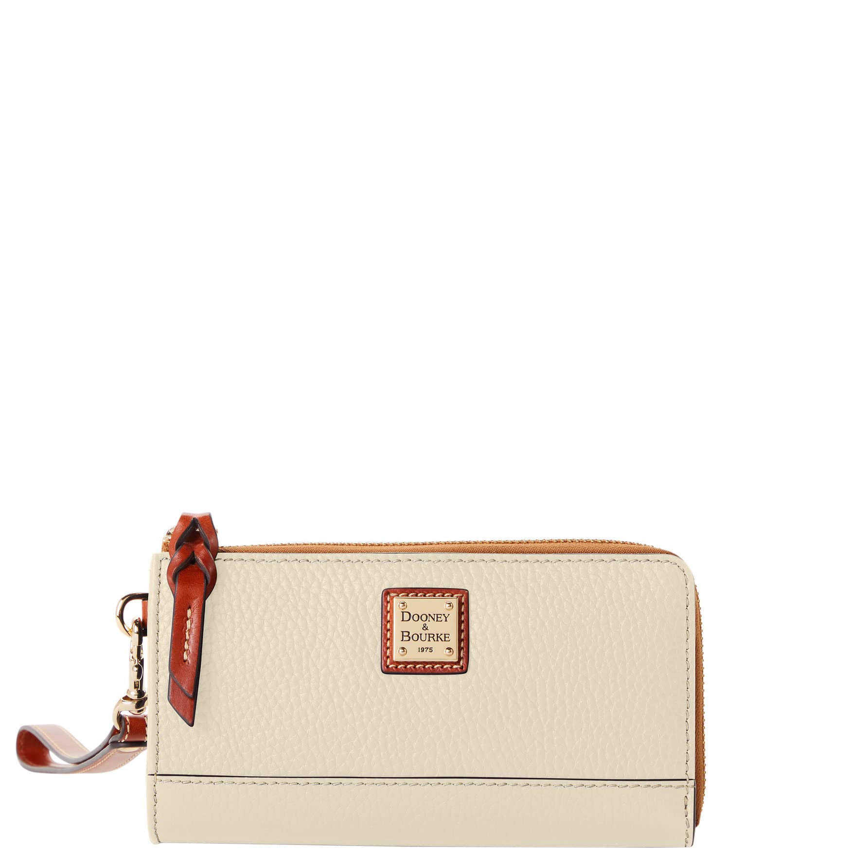 Dooney & Bourke Handbag, Pebble Grain Folded Zip Wristlet - Caramel
