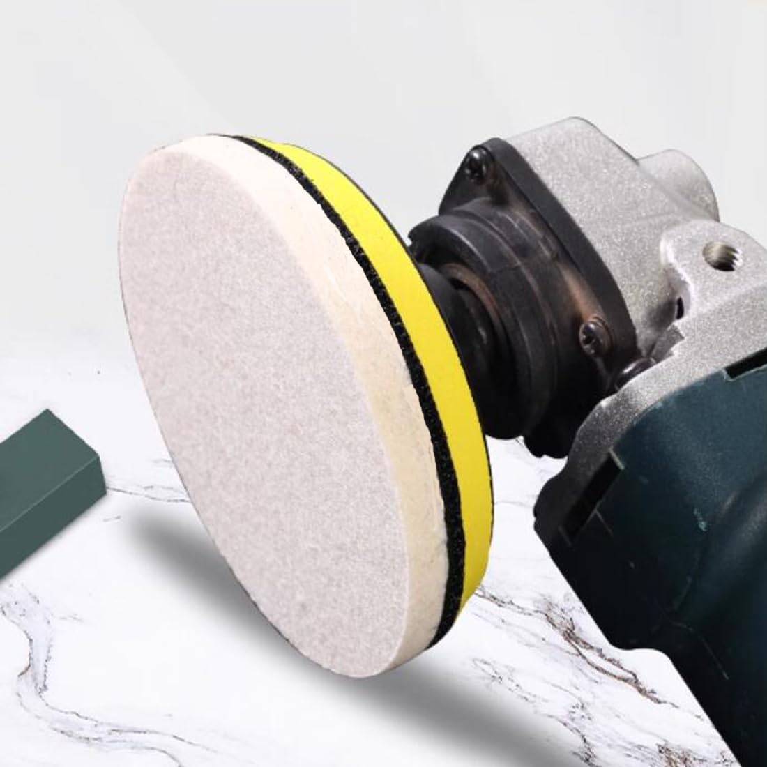 JUNLIXN 6" Wool Polishing Pads, 5pcs Wool Felt Polishing Pad Buffing Wheels Flocking Hook & Loop Back for Random Orbital Sander