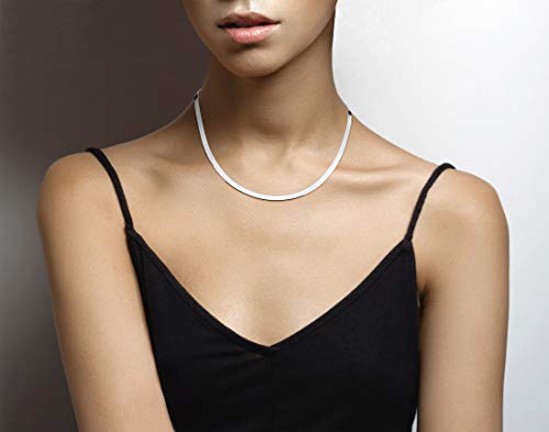 Miabella 925 Sterling Silver Italian Solid 4.5mm Flexible Flat Herringbone Chain Necklace Men Women, 925 Made in Italy (Length 18 Inches (Small))