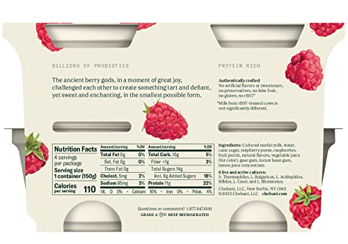 Chobani® Non-Fat Greek Yogurt Raspberry on the Bottom 5.3oz 4-pack