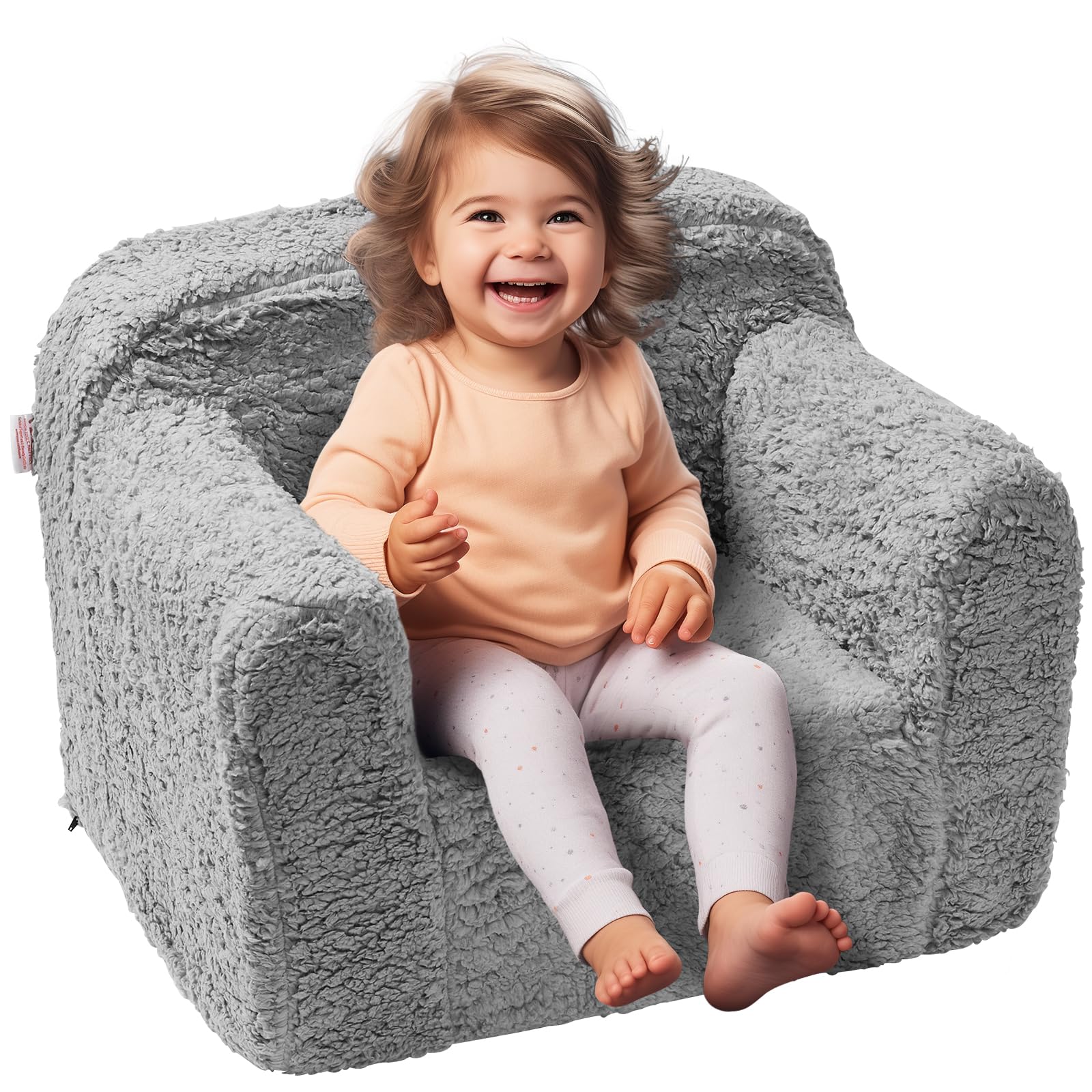 VEVOR Kids Armchair, Kids Sofa with High-Density 25D Sponge, Snuggly-Soft Toddler Chair, Sherpa Fabric Reading Couch for Bedroom and Playroom