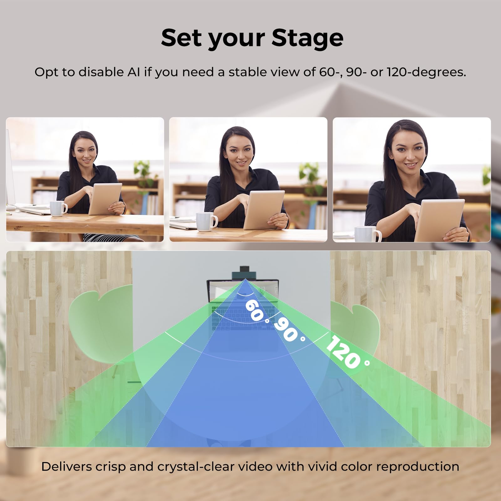 COOLPO Webcam, 4K Webcam Video Conference Camera, 4K Webcam AI Tracking, Autofocus, Auto Framing with Cancellation Mic, Personal and Group Hybrid Collaboration, Meeting Room Camera, Mini Lite