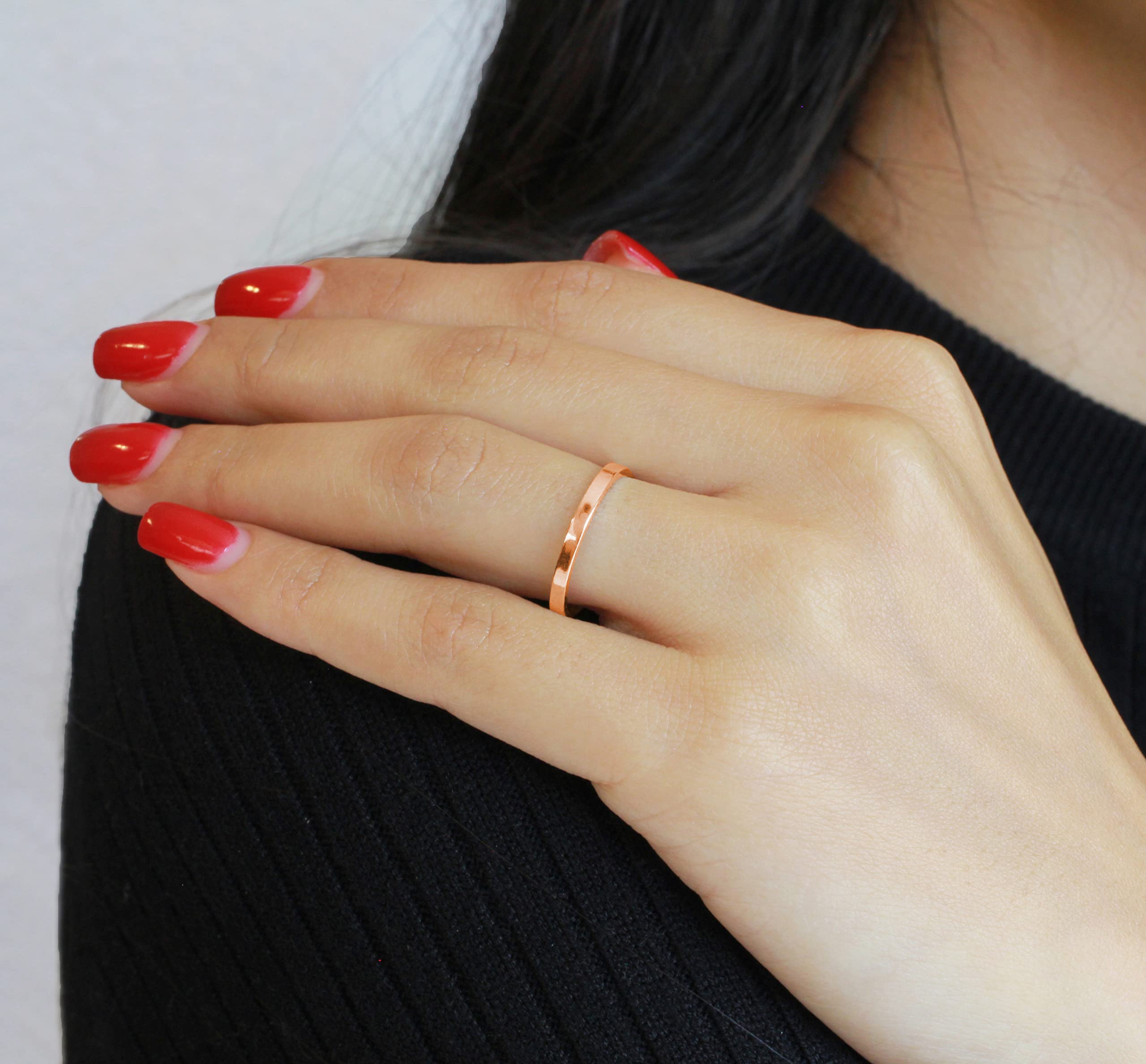 CloseoutWarehouse Rose Gold-Tone Plated Sterling Silver Flat Plain Bridal Band Ring 2MM Size 6