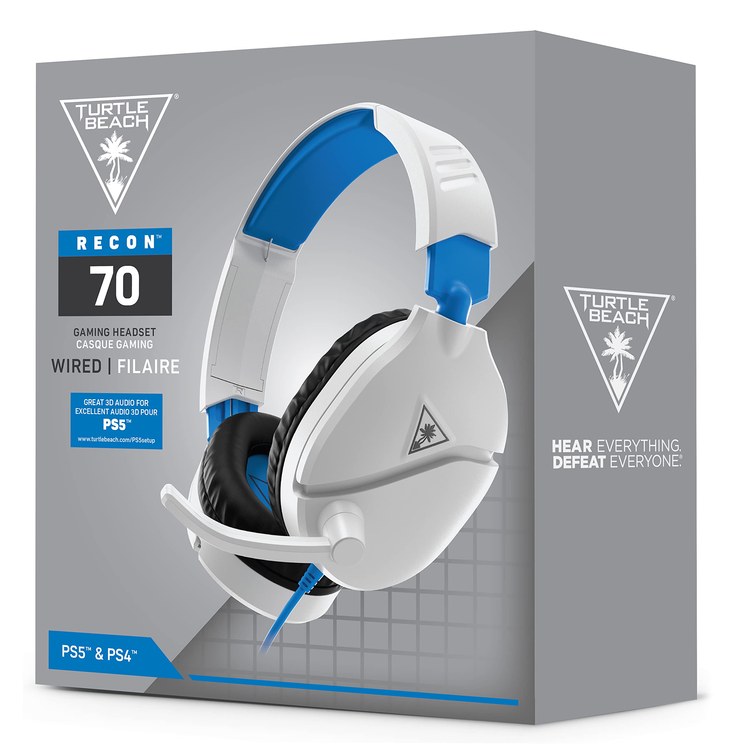 Turtle Beach Recon 70 White Gaming Headset for PlayStation 4 Pro, PlayStation 4, Xbox One, Nintendo Switch, PC, and Mobile - PlayStation 4 (Renewed)