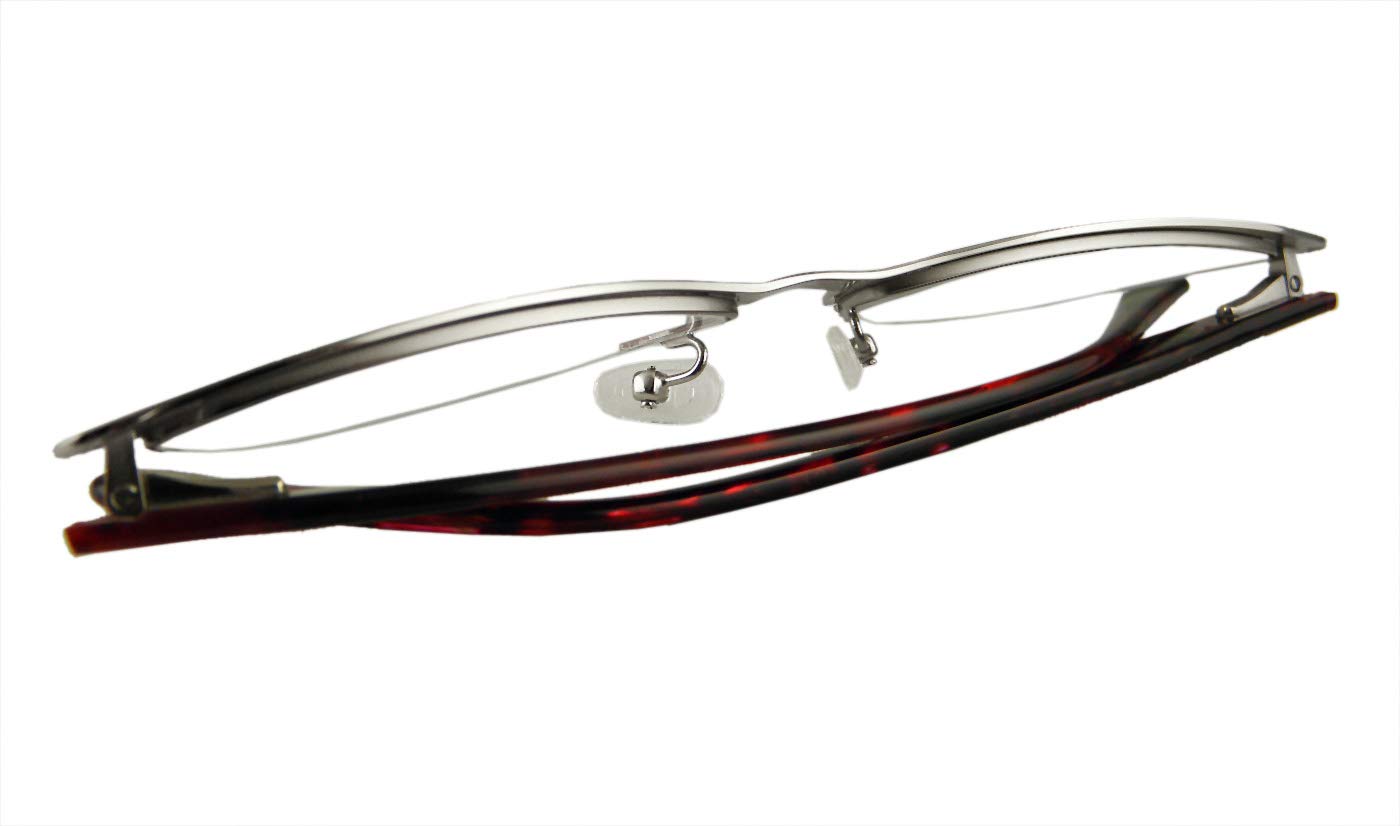 Circleperson women cat eye glasses frames spring hinges half-rimless middle size (White, Clear/w print)