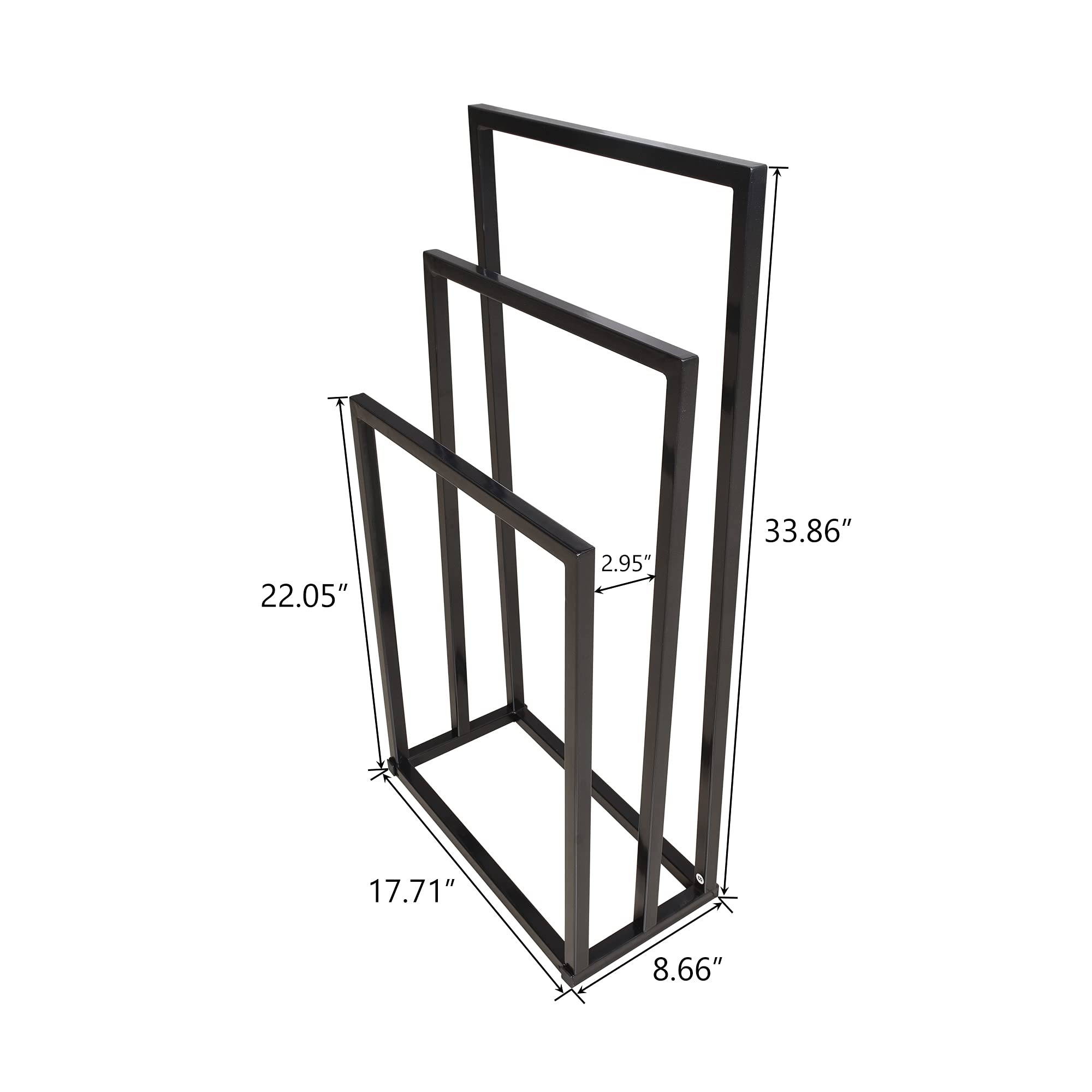 JURMERRY Freestanding Towel Holder with 3 Towel Stand Rails for Bath & Hand Towels,Black