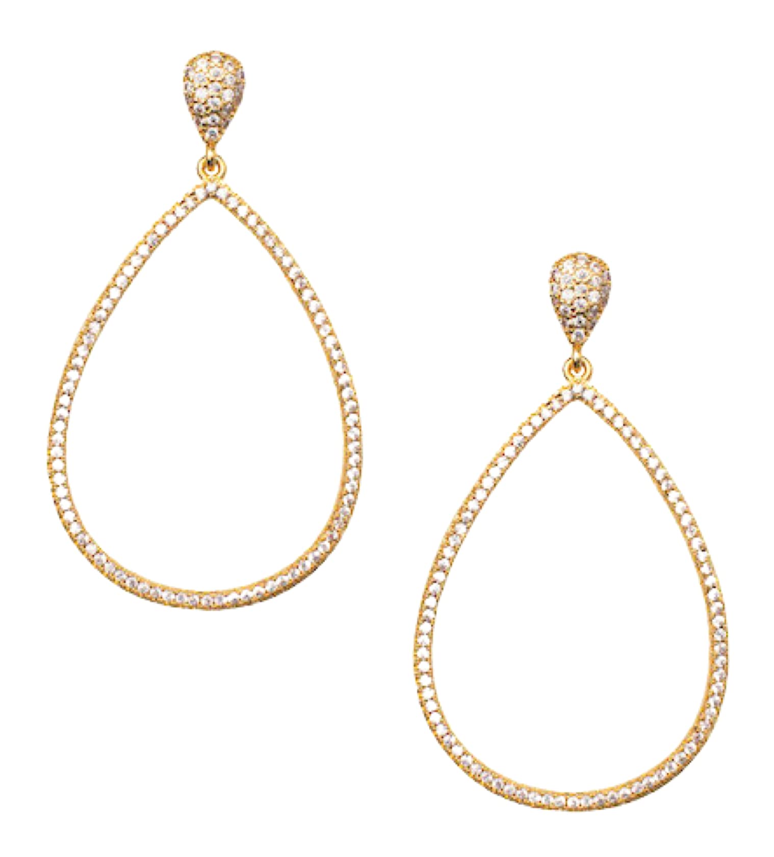 Dazzling Earrings | 18K Gold Plated CZ Paved Copper Jewelry Drop Earrings | Gold Long Drop Earrings For Women