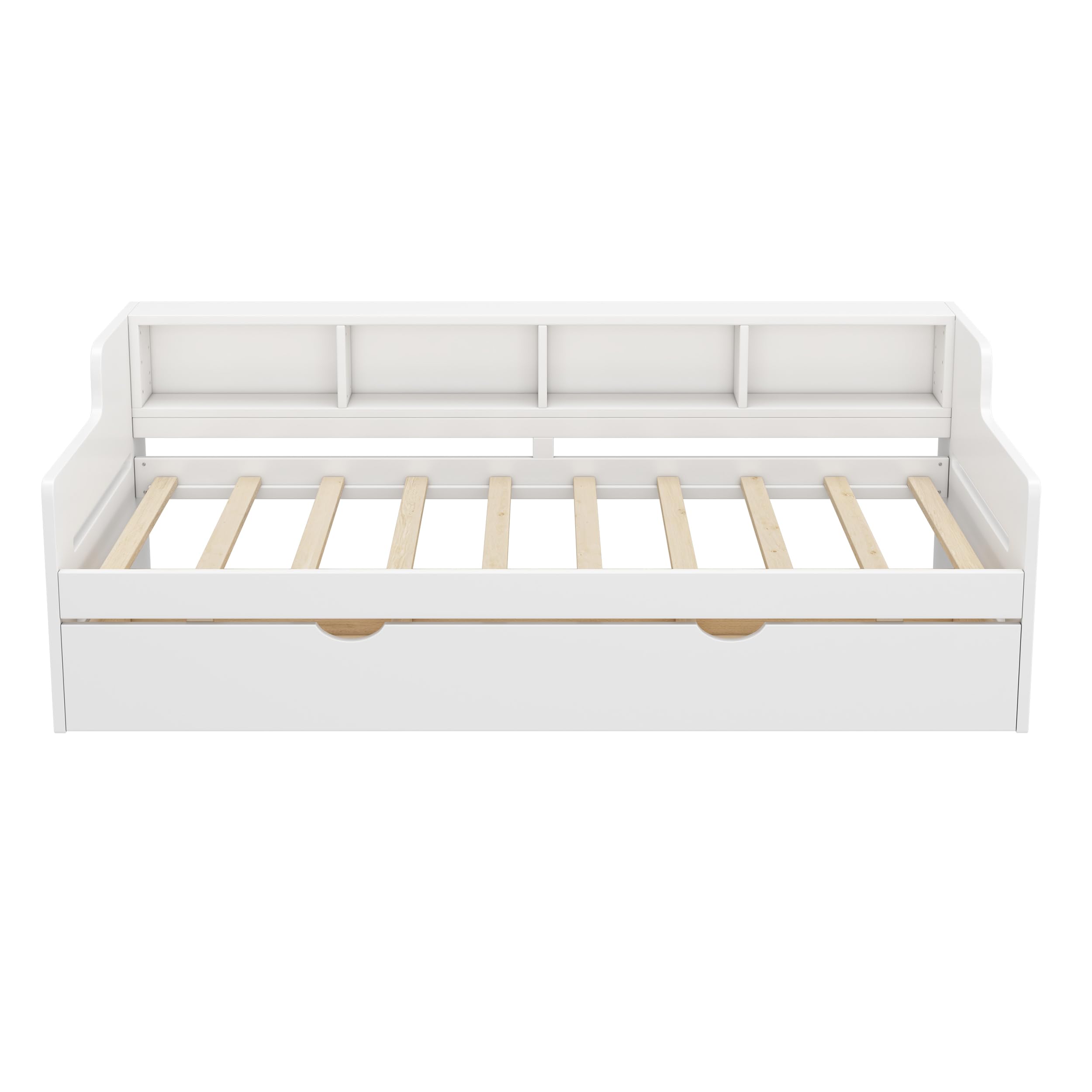 Harper & Bright Designs Twin Daybed Bed with Bookcase and 3 Drawers, Wooden Twin Size Captain Daybed with Storage,Space Saving Twin Bed Frame for Girls Boys,White
