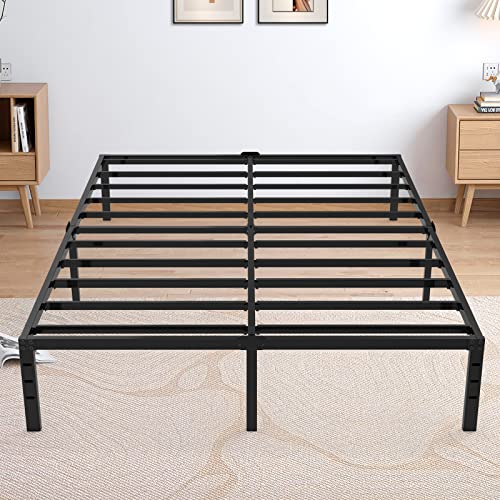 LIJQCI 16 Inch King Bed Frame –Heavy Duty Metal Platform Bed Frame Steel Slat Support 3000 lbs No Box Spring Needed, Non Slip, Noise Free Base Bed Black King Size