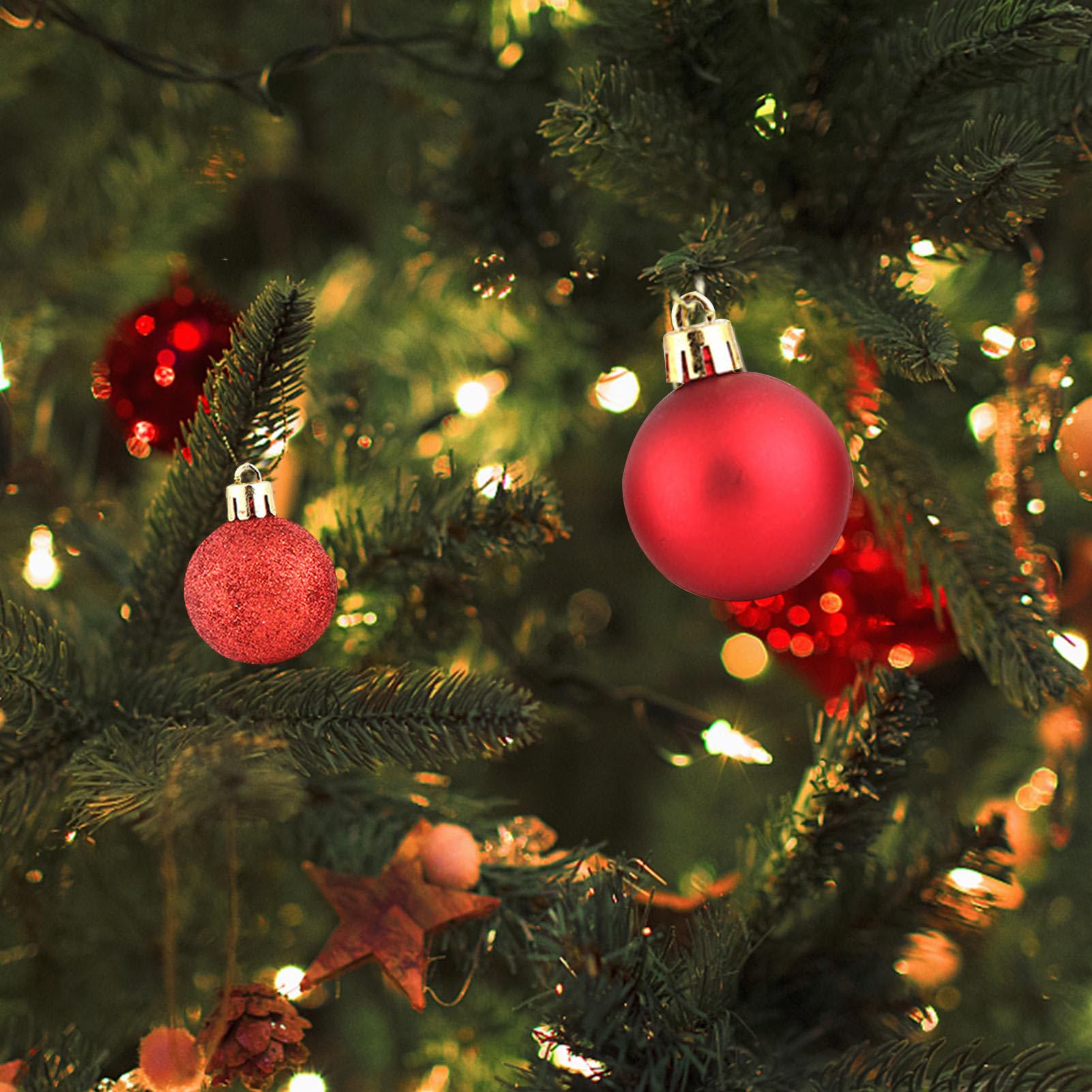 Christmas Balls Ornaments | Christmas Balls Decoration Set,Shatterproof Christmas Tree Decorations Red Balls with Loop for Holiday Party Home Decor Buogint