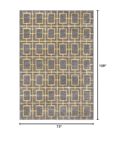 Unique Loom Marilyn Monroe Glam Collection Area Rug - Deco (6' 1' x 9' Rectangle, Gray Gold/ Gold)
