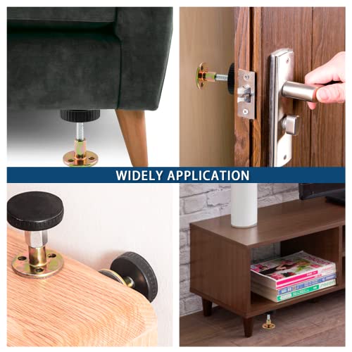 Litoexpe 4 Pcs Adjustable Threaded Bed Frame Anti-Shake Tool, Black Headboard Stoppers Bedside Anti Shake Tool for Beds, Cabinets, Sofa (30-110mm/ 1.18"-4.33")