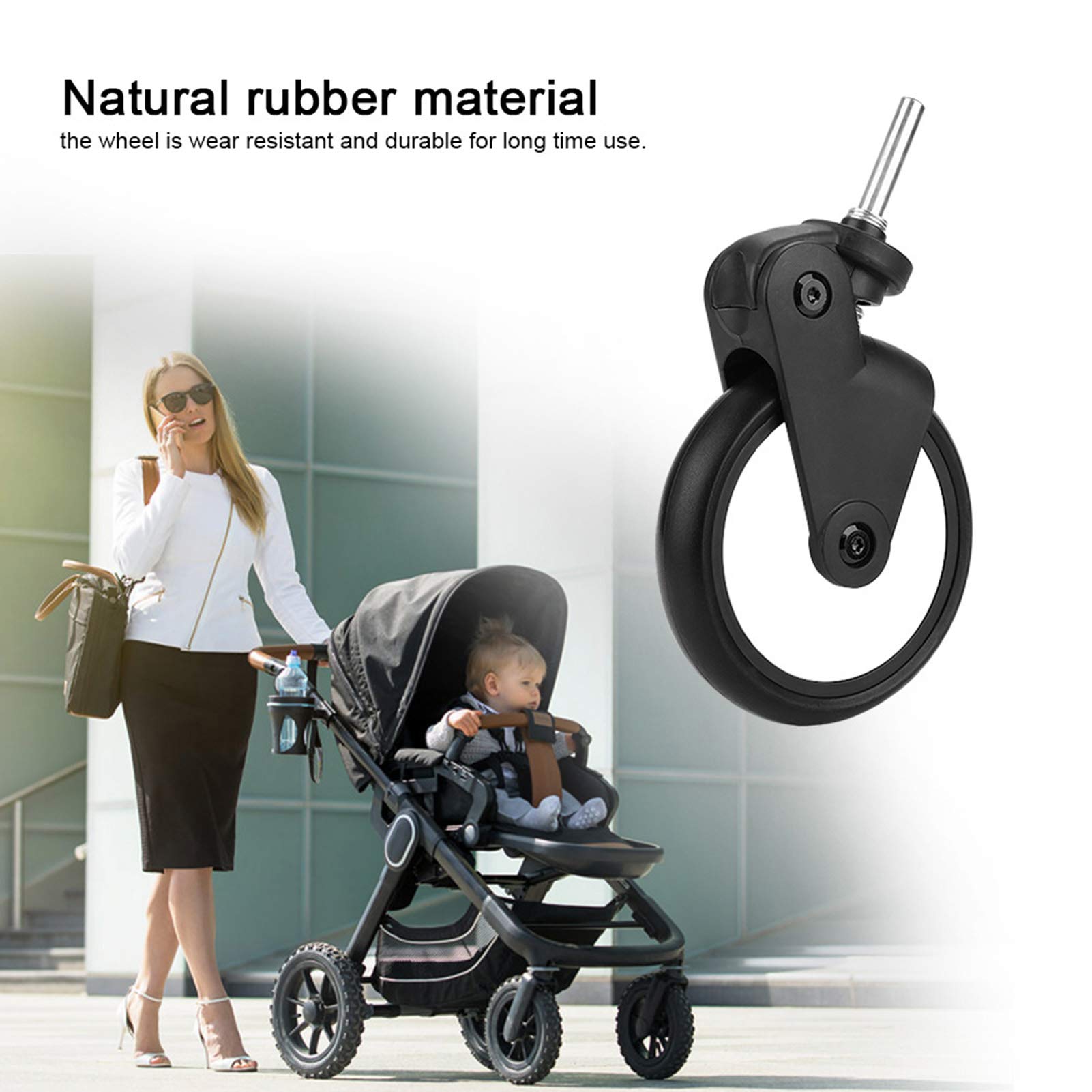 Meiyya Baby Stroller Wheel Tool Stroller Replacement Wheels,Stroller Wheel Accessory Stroller Wheel Wear Resistant for Yoyo for Kiddopotamus for Chbaby for Yoya Accessories(A Pair of Front Wheels)
