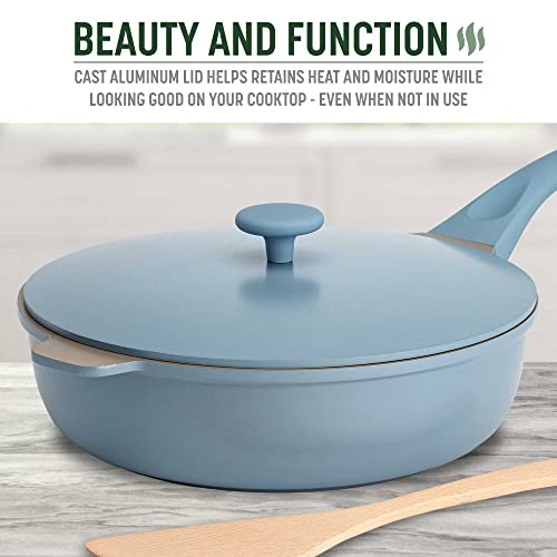 Goodful All-in-One Pan, Multilayer Nonstick, High-Performance Cast Construction, Multipurpose Design Replaces Multiple Pots and Pans, Dishwasher Safe Cookware, 11-Inch, 4.4-Quart Capacity, Blue Mist