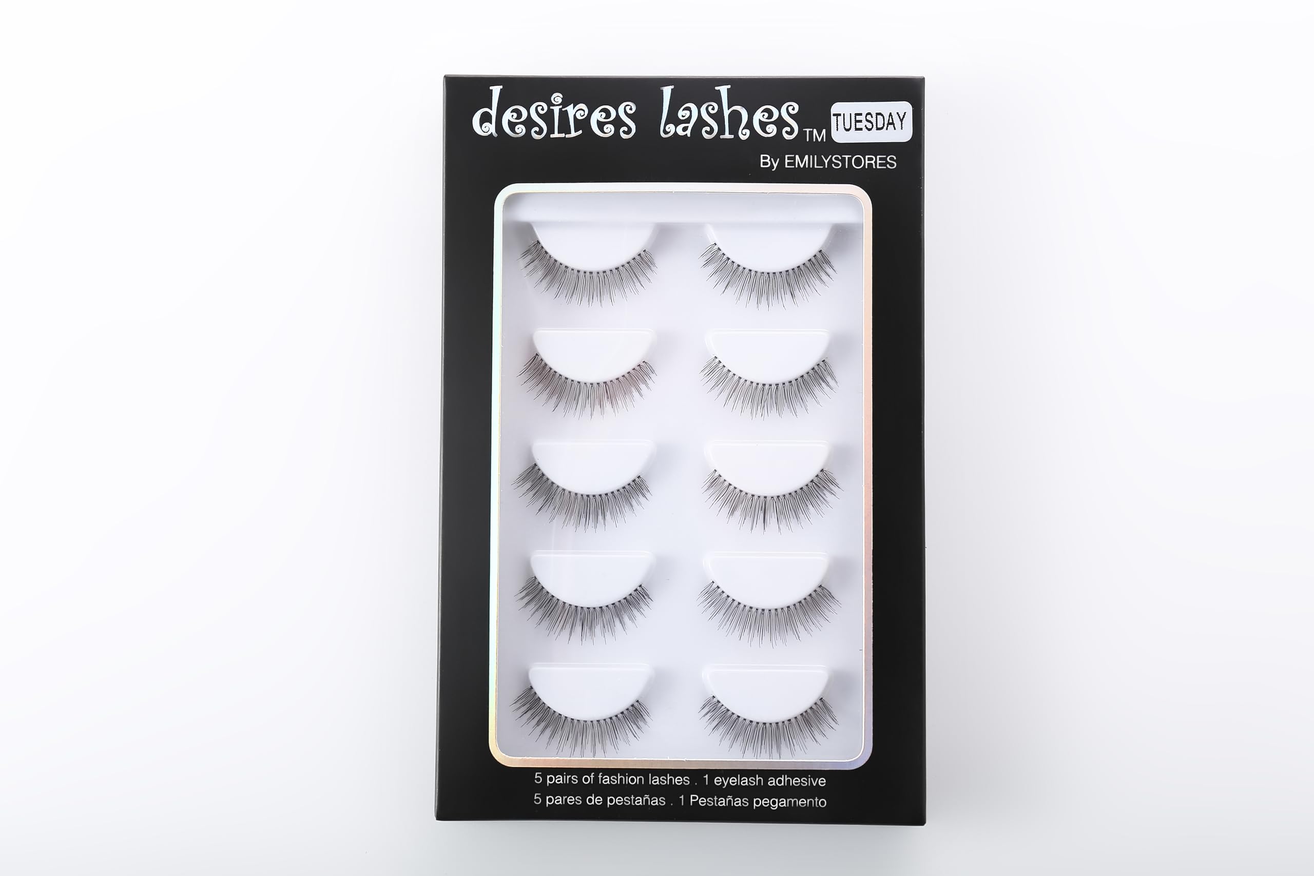 DESIRES LASHES By EMILYSTORES Natural Strip Eyelashes Multipack 5Pairs Per Kits, 01 Monday (02Tuesday)