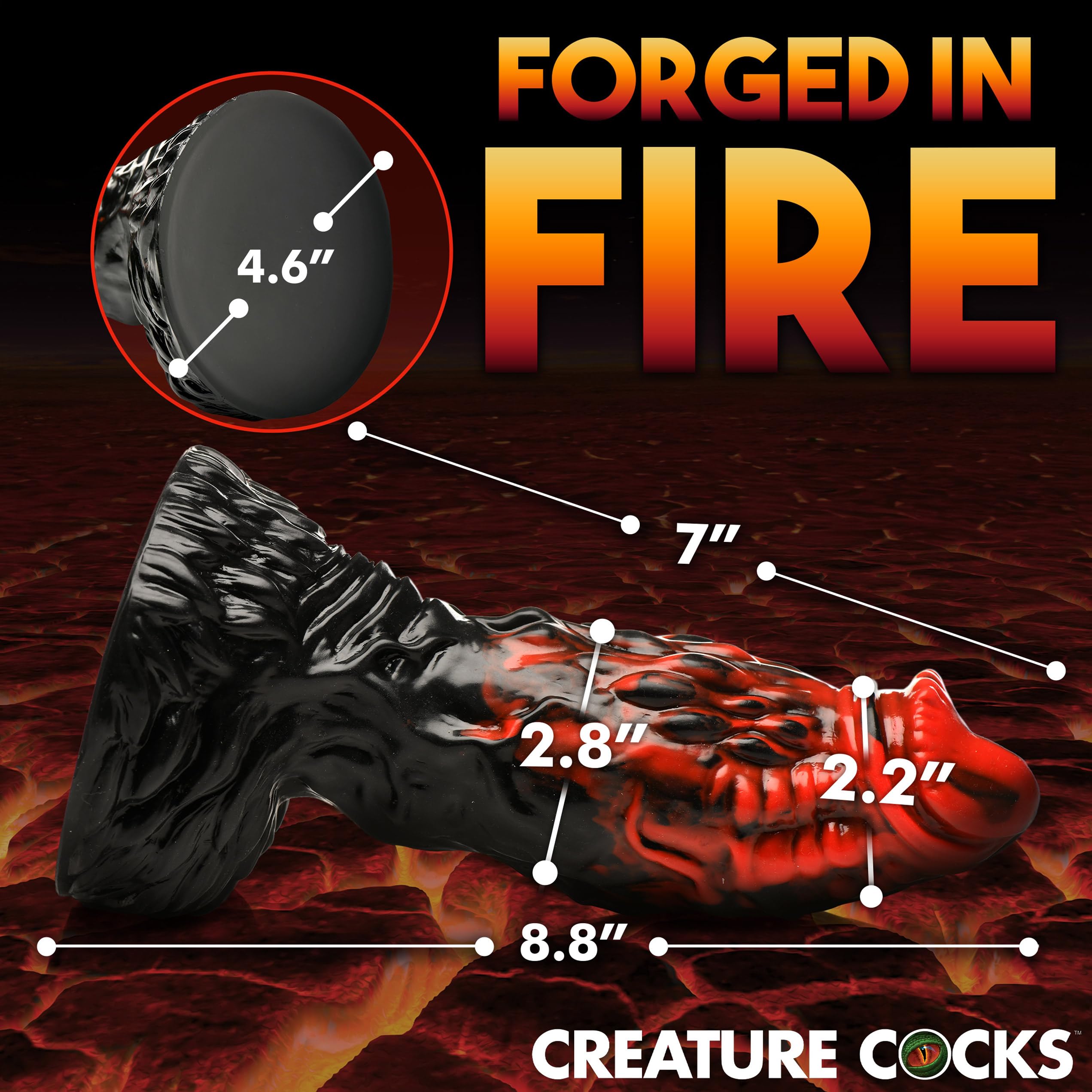CREATURE COCKS Vulcan Silicone Dildo for Men, Women & Couples. Firm and Flexible, Strong Suction Base, Fantasy Dildo, Unique Texture. Premium Phthalate-Free & Body-Safe Silicone. 1 Piece, Red
