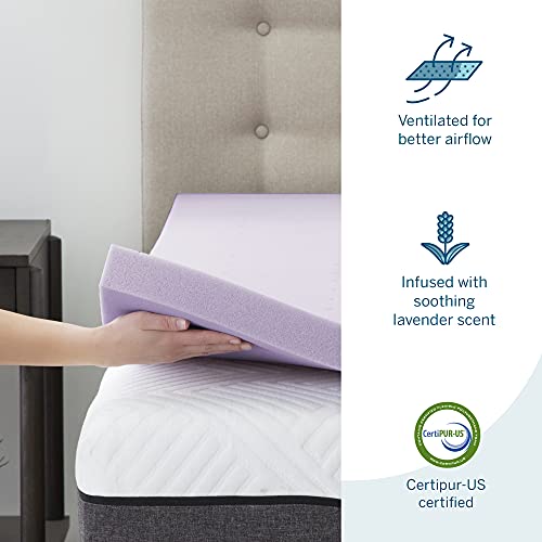 LUCID 2 Inch Lavender Infused Memory Foam Mattress Topper - Ventilated Design - California King Size