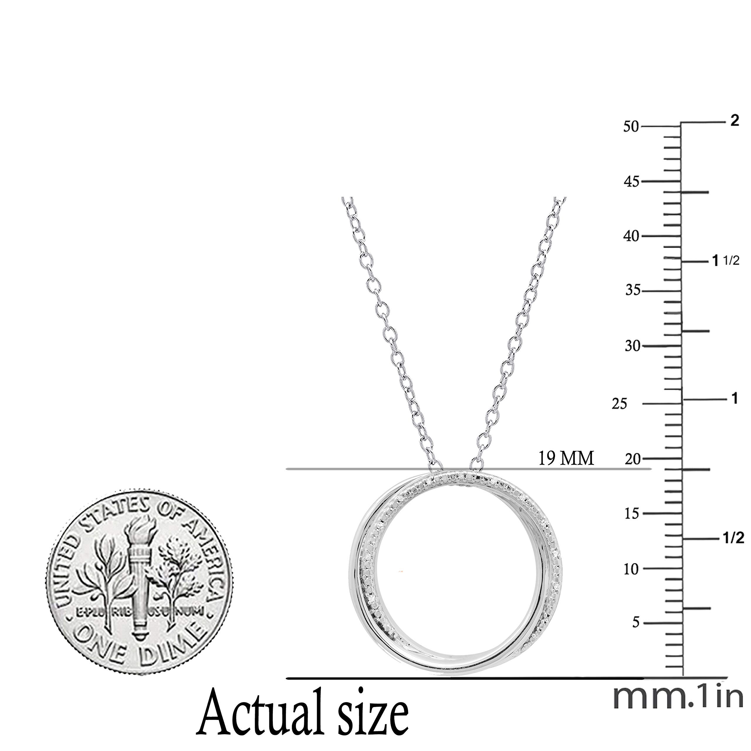 Dazzlingrock Collection 0.02 Carat (Ctw) Round White Diamond Interwined Classic Interlocking Open Circle Pendant for Her with 18 Inch Silver Chain in 10K Rose Gold