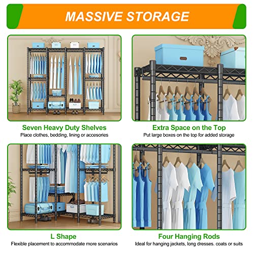 KnnJe Garment Rack Heavy Duty Clothes Rack Clothes Racks for Hanging Clothes, S60 + S8