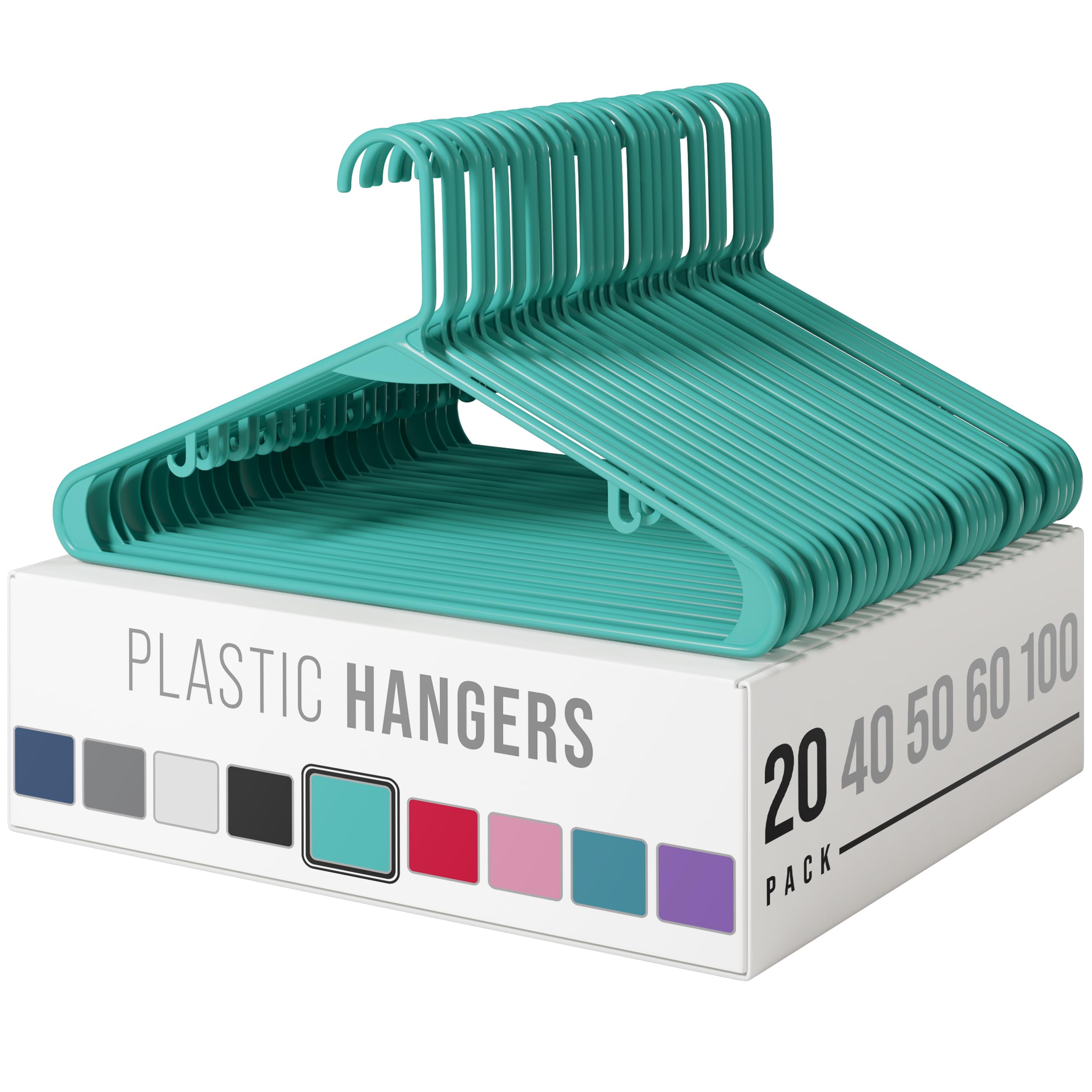 Clothes Hangers Plastic 40 Pack - Blue Plastic Hangers - Makes The Perfect Coat Hanger and General Space Saving Clothes Hangers for Closet - Percheros Ganchos Para Colgar Ropa Hangars