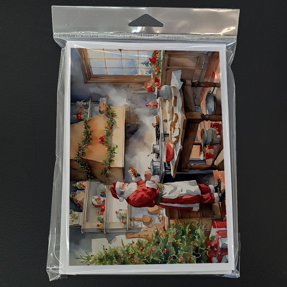 Caroline's Treasures DAC3308GCA7P Cookies with Santa Claus Greeting Cards Pack of 8 Blank Cards with Envelopes Whimsical A7 Size 5x7 Blank Note Cards