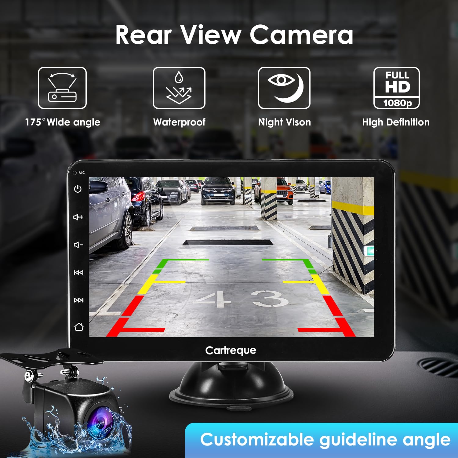 Cartreque Portable Car Stereo Wireless Apple CarPlay Dash Mount & Android Auto, Drivemate, 7-Inch FHD Touchscreen Car Audio Receiver, Bluetooth Handsfree, Car Buddy, AHD Backup Camera, AUX/AV in/USB
