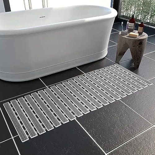 ROMROL Bathtub mat Shower mat Nonslip,Anti-Slip Bath mat for Bathtub Shower mats for Inside Shower, Bath mats for Bathroom Nonslip with Drain Hole and Suction Cups(Grey, 27.2 X 15.4 Inch)