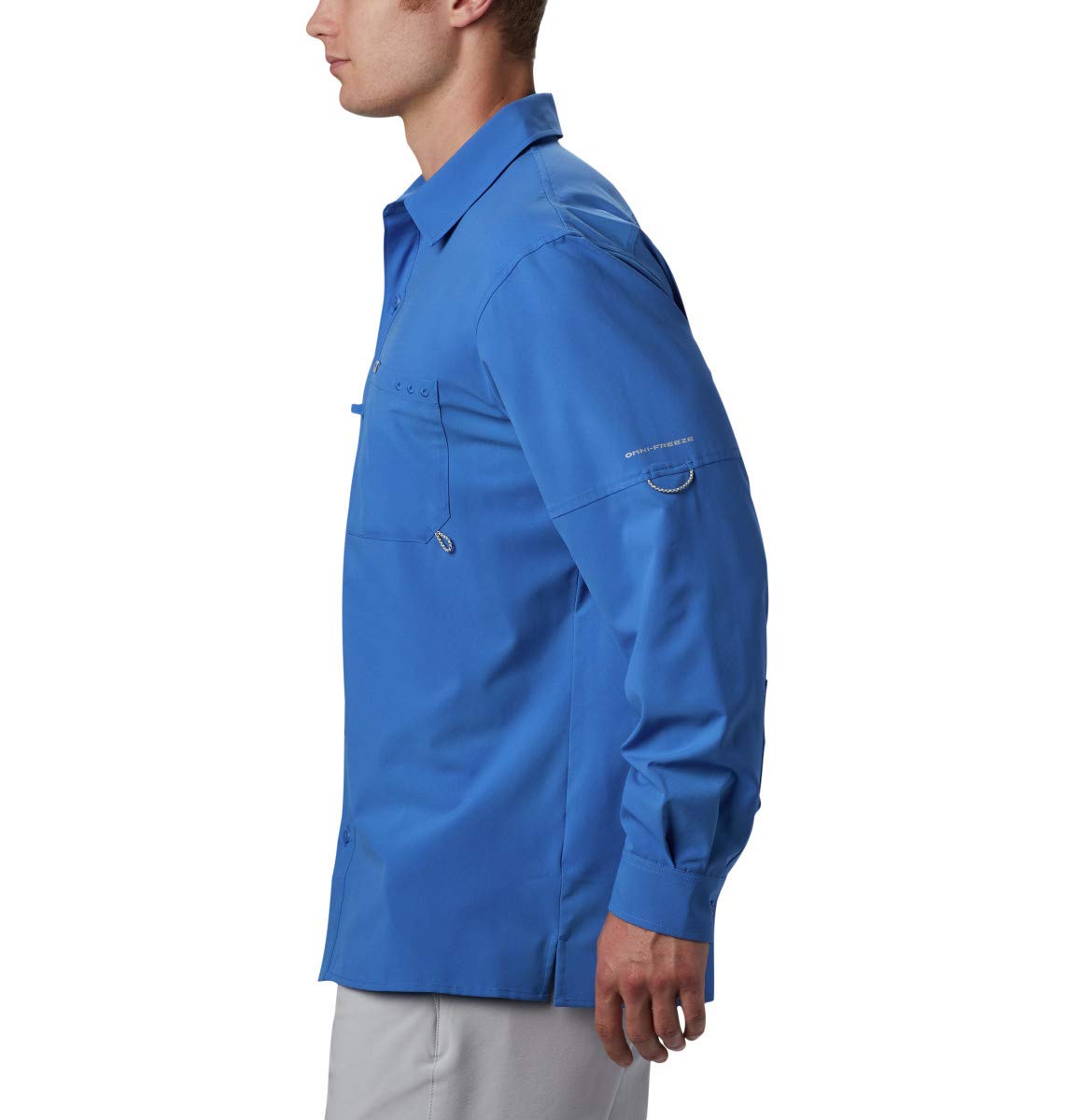Columbia Men's Standard PFG Zero Rules Woven LS, Vivid Blue, Small