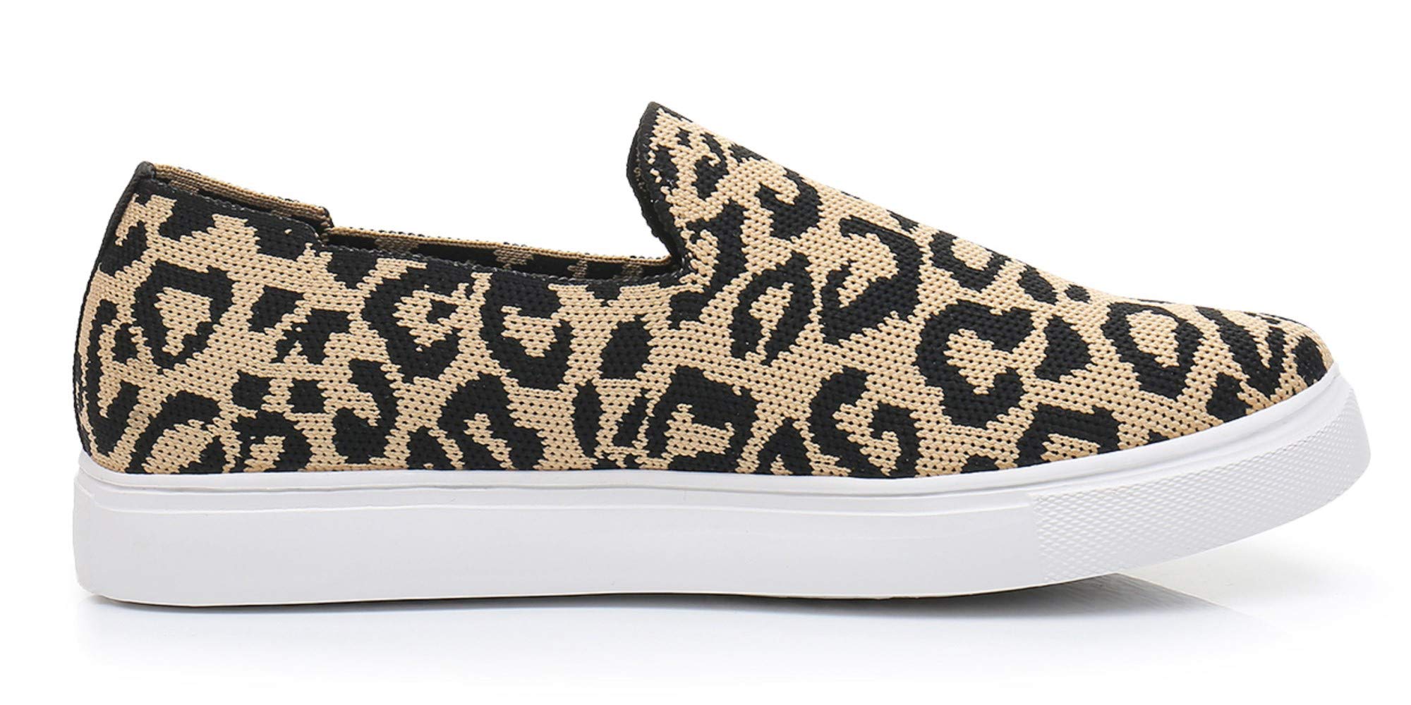 CullForYou Women's Lightweight Knit Walking Shoe (7 M US, Leopard)