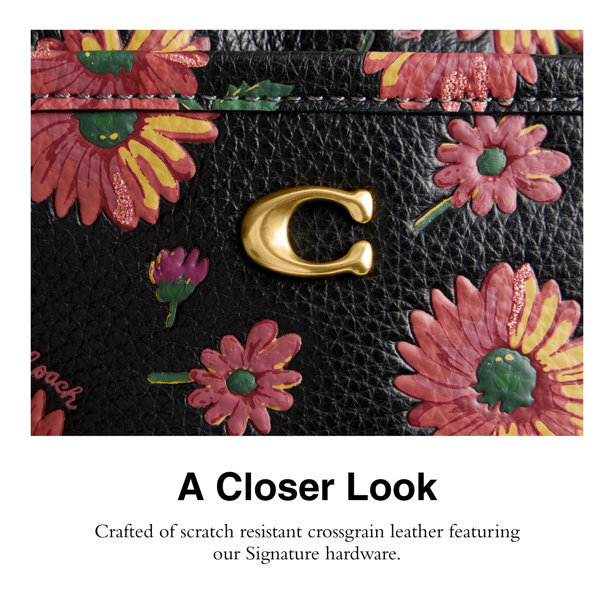 Coach Floral Printed Leather Kitt, Black Multi, One Size