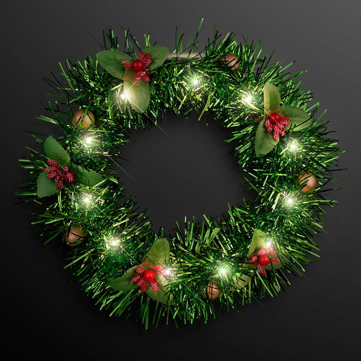 Christmas Crown LED Tinsel Wreath Headband