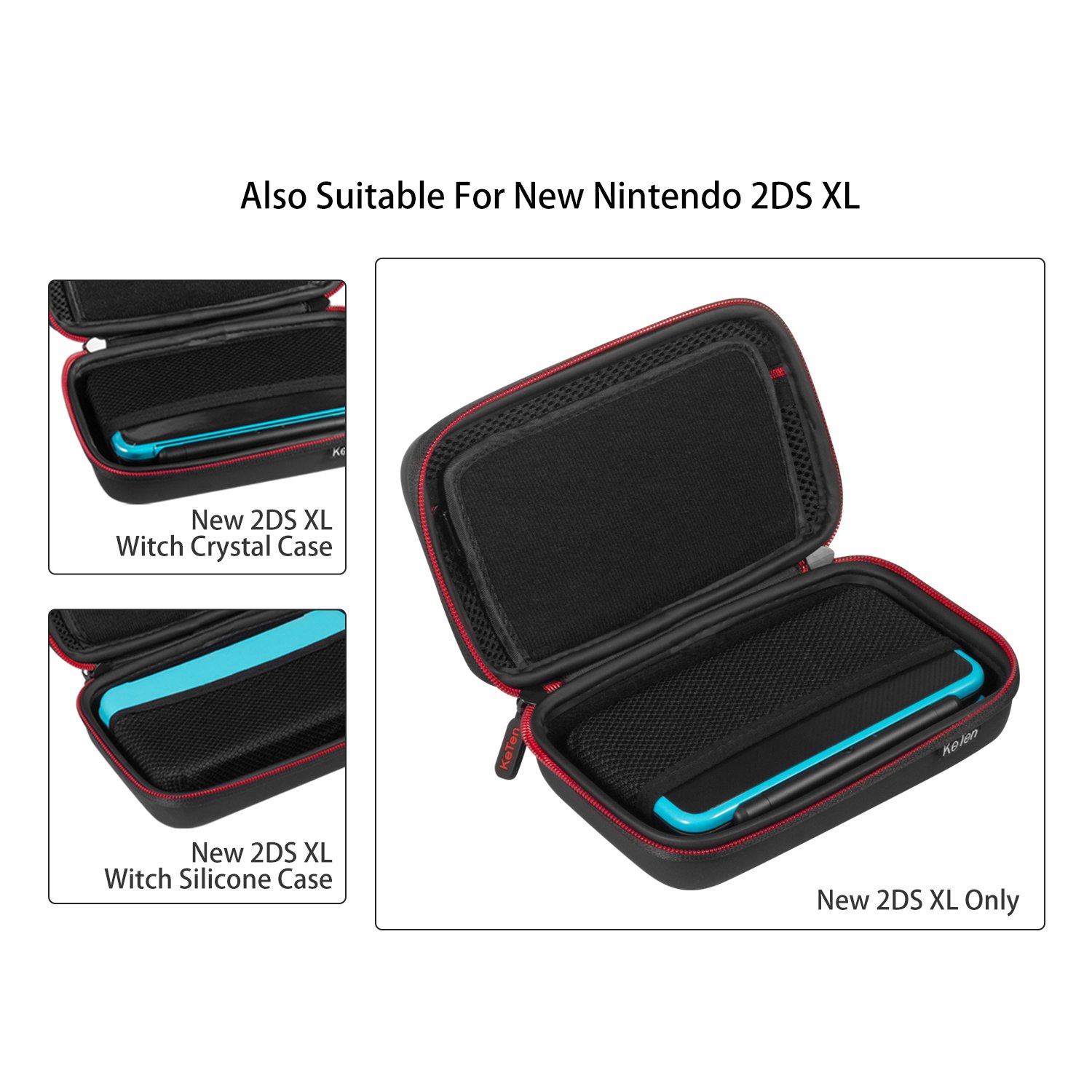Carry Case for Nintendo New 2DS XL/New 3DS XL, Keten Hard Travel Protective Shell for New Nintendo 3DS, New 2DS Console&Game, Also for Anker External Battery Store