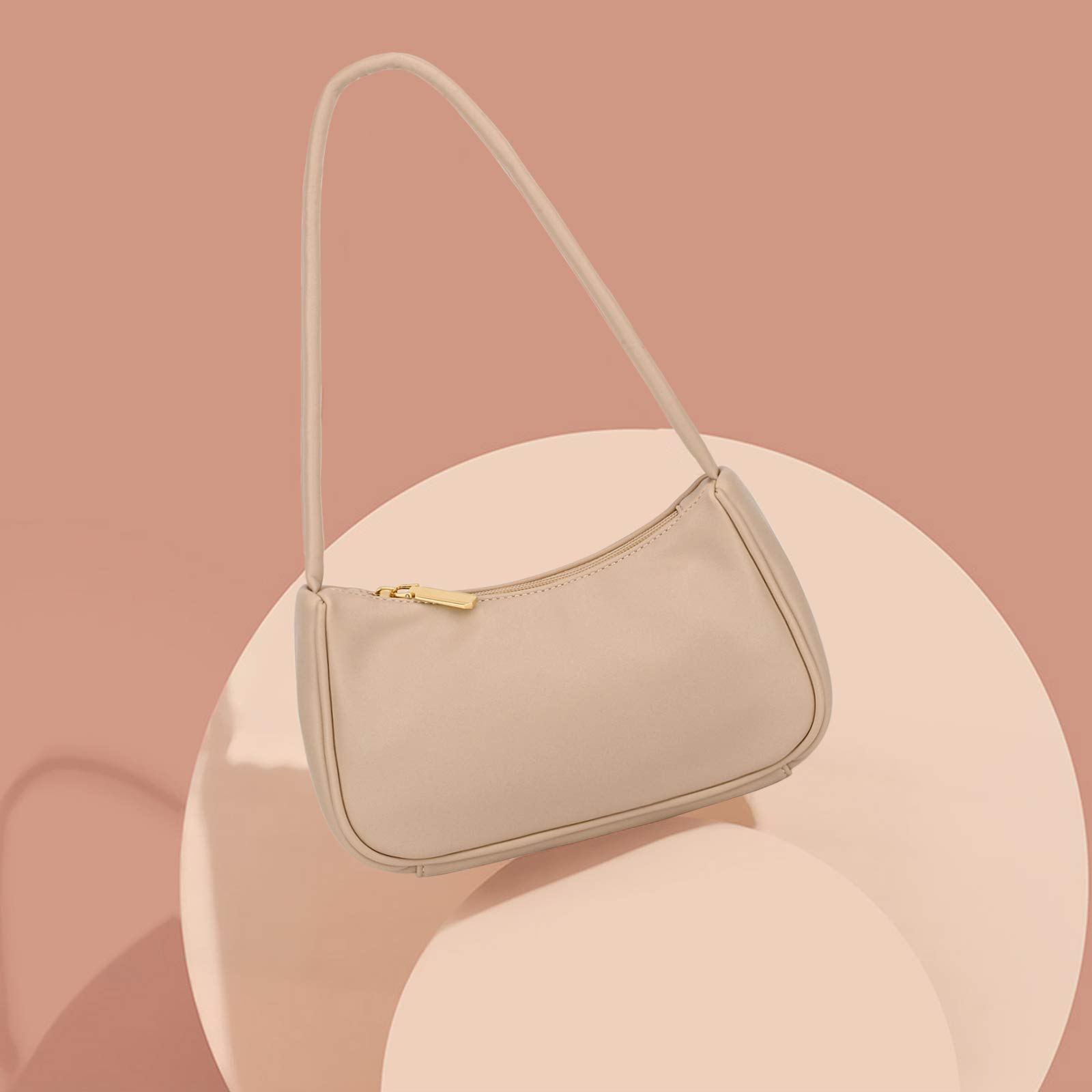 UTO Mini Purses for Women Ultra Soft Leather Vegan Lightweight Clutch Handbag Shoulder Bag Apricot
