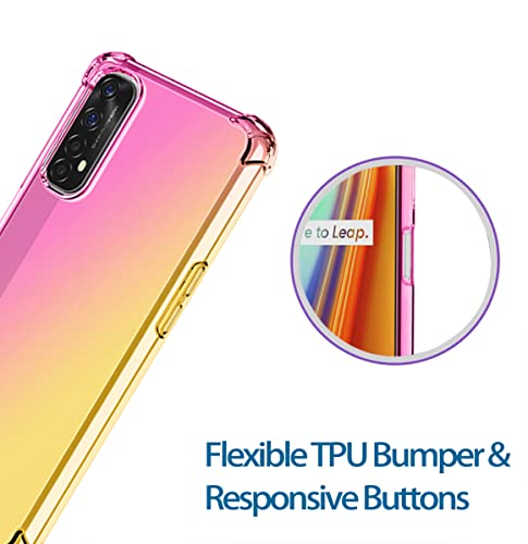 KOARWVC Case for Realme 7 4G/Realme Narzo 20 Pro Case, Crystal Clear Case Gradient Slim Anti Scratch TPU Shockproof Protective Phone Cases Cover for Realme 7 4G (Pink/Gold)