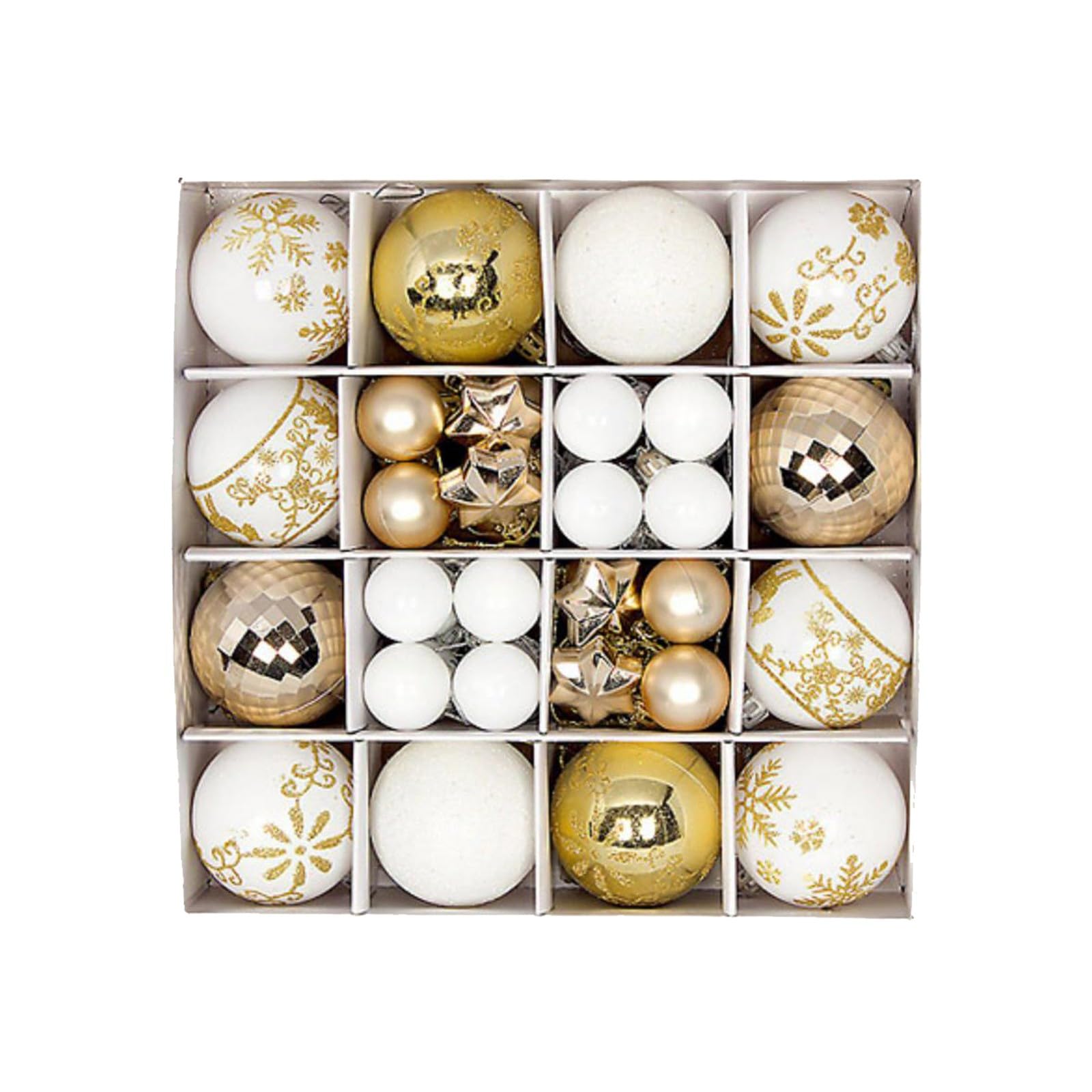 Christmas Decor, Christmas Balls 44PCS Painted Shaped Carton 3-6cm Set Christmas Decorations Electroplated Ball Hangings