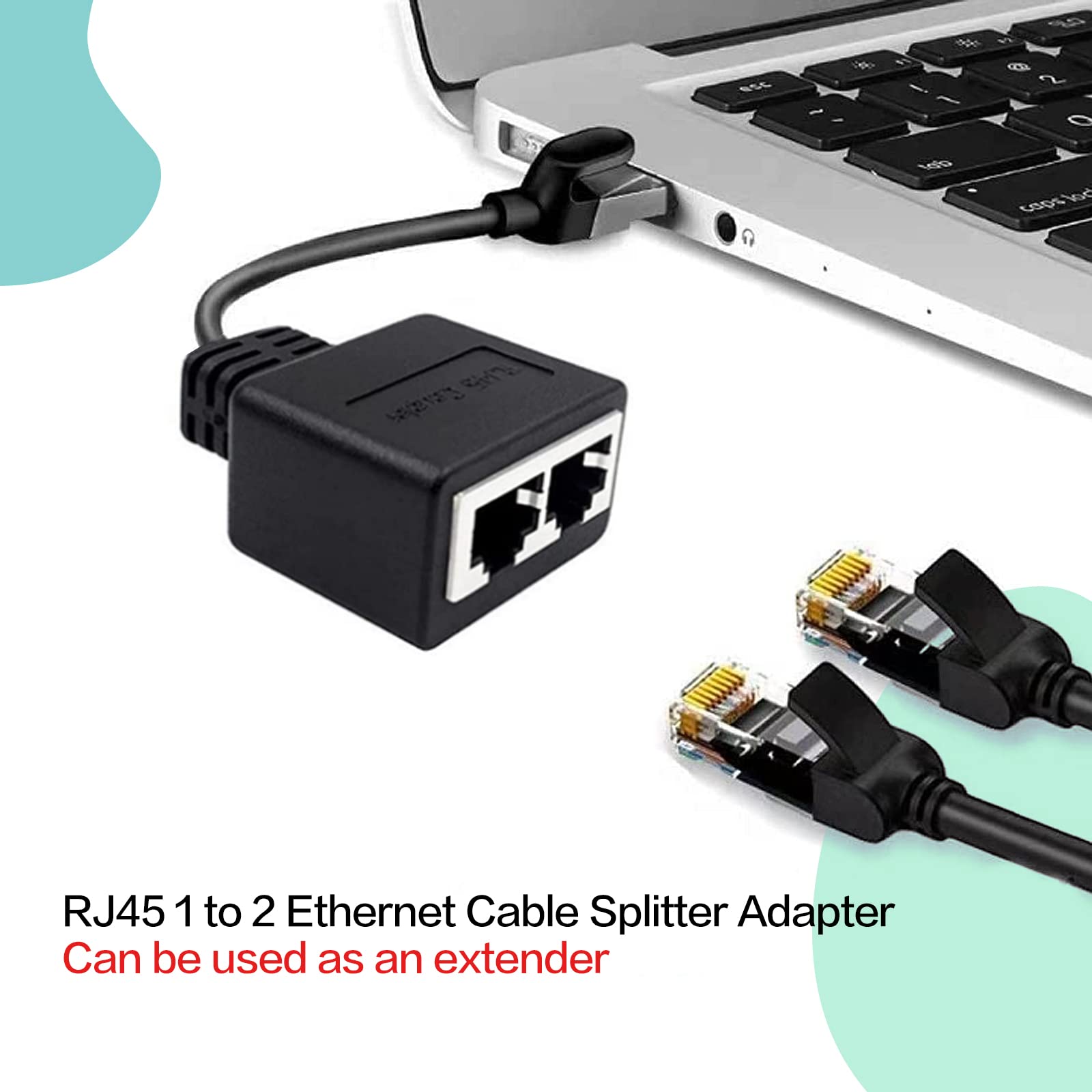Ethernet Splitter,NOBVEQ 1 Male to 2 Female Network Adapter RJ45 LAN Socket Connector Suitable Super Cat5/Cat5e/Cat6 Cable Splitter,(P0P8JFU43)