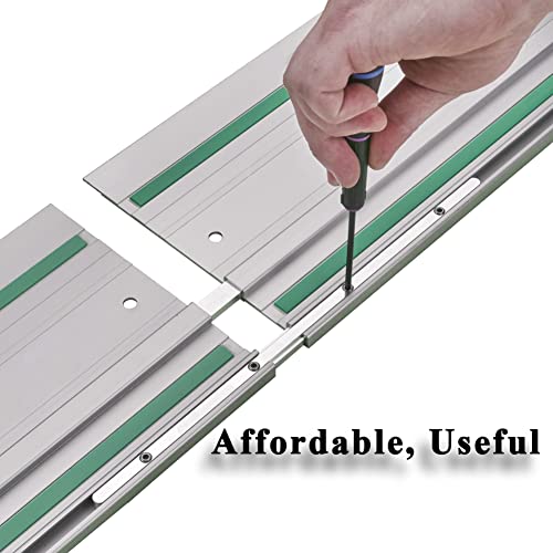 Guide Rail Connector Set P-45777 for Makita Track Saw Long Cuts, Also Compatible with Festool, Fit for DeWalt, Fit in Integrated Guide Rail T-Slots for Secure Cutting, 2 PCS, Sliver
