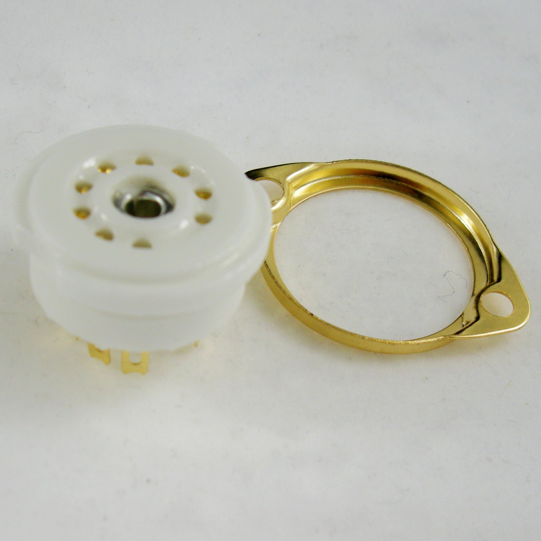 Cary 4pc Gilded 9pin Ceramic Vacuum Tube Socket Mount Gold Valve Base for 12ax7 12au7