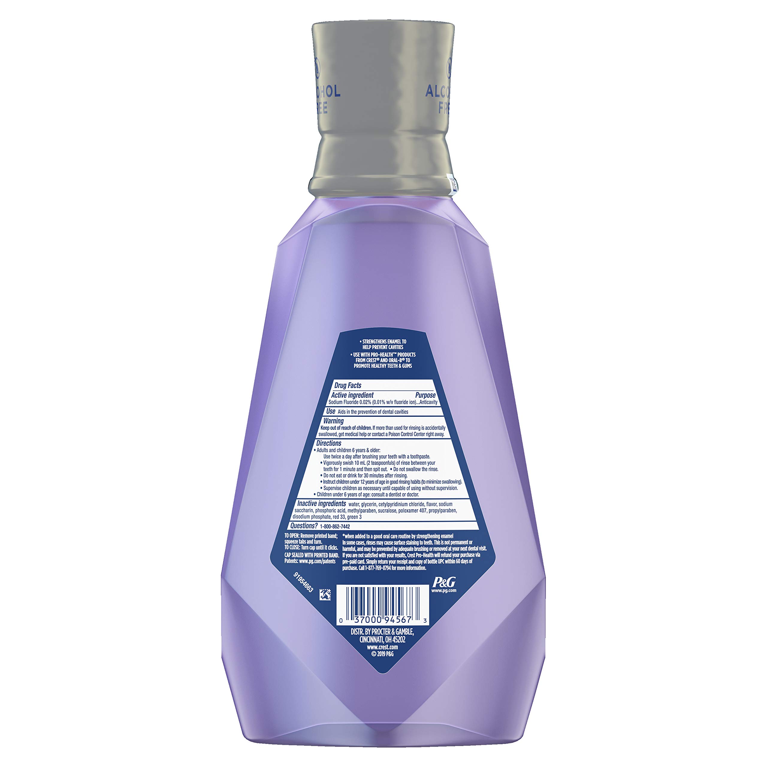 Crest Pro-Health Advanced Mouthwash, Alcohol Free, Enamel Care, 1 L (33.8 fl oz) (Pack of 2)