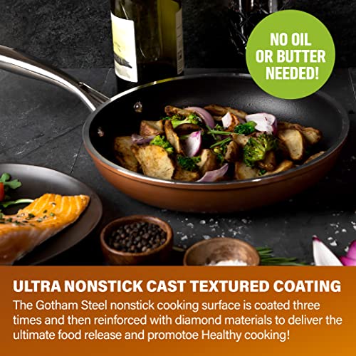 GOTHAM STEEL Cast Set, 2 Piece Nonstick Copper Fry Pans, 5.5β & 9.5β Non Stick Skillets, Metal Utensil Oven & Dishwasher Safe