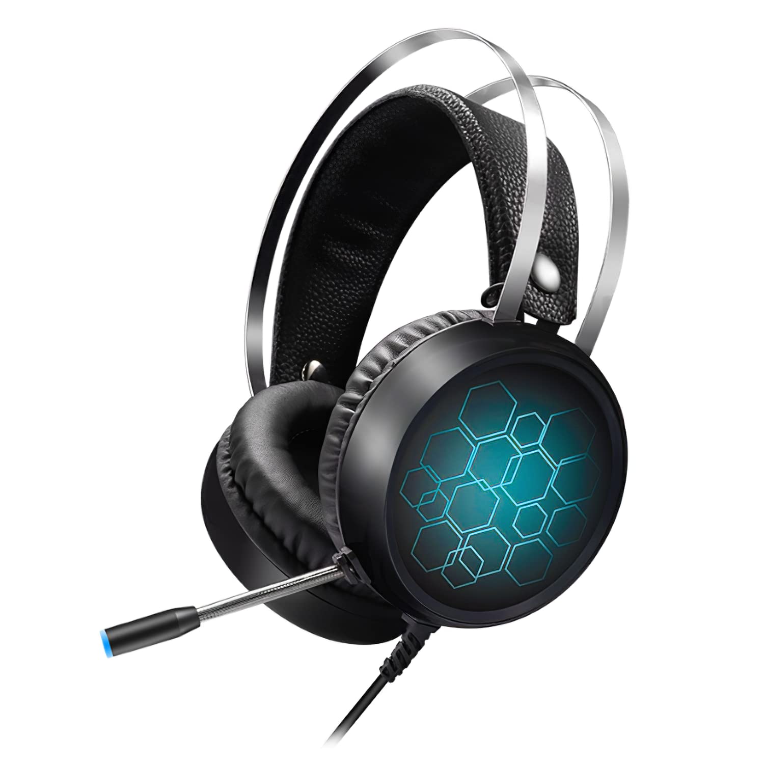 Dracaena Headset: USB dual 3.5mm - Over-ear Headphones with Noise cancelling - Deep Bass Stereo Sound - Ear Flexible Microphone Volume Control - LED light