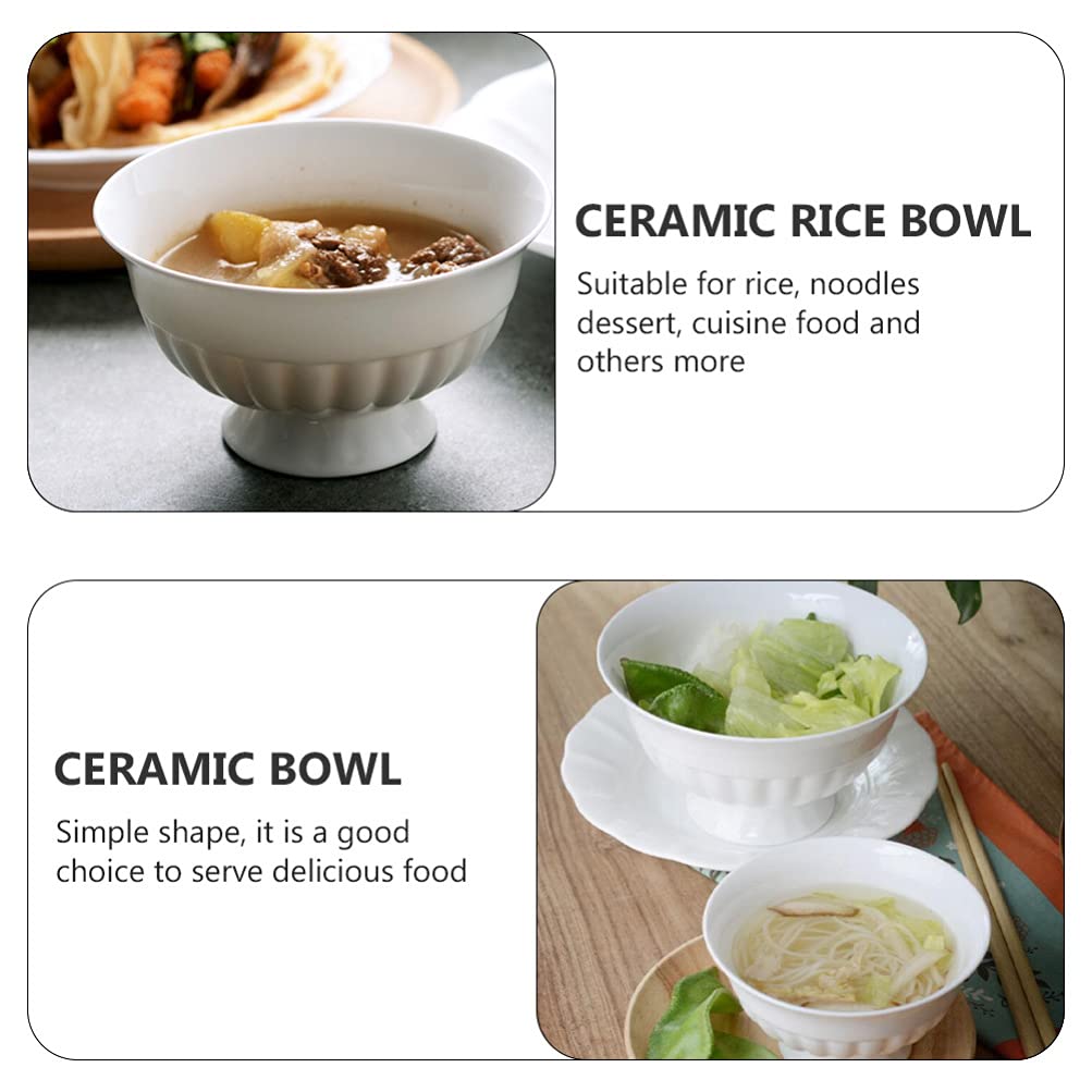 DOITOOL Ceramic Footed Bowl Round Pedestal Bowl Decorative Fruit Bowl Holder Dessert Display Stand for Kitchen Counter Centerpiece Table Decor Serving Fruit Tray White