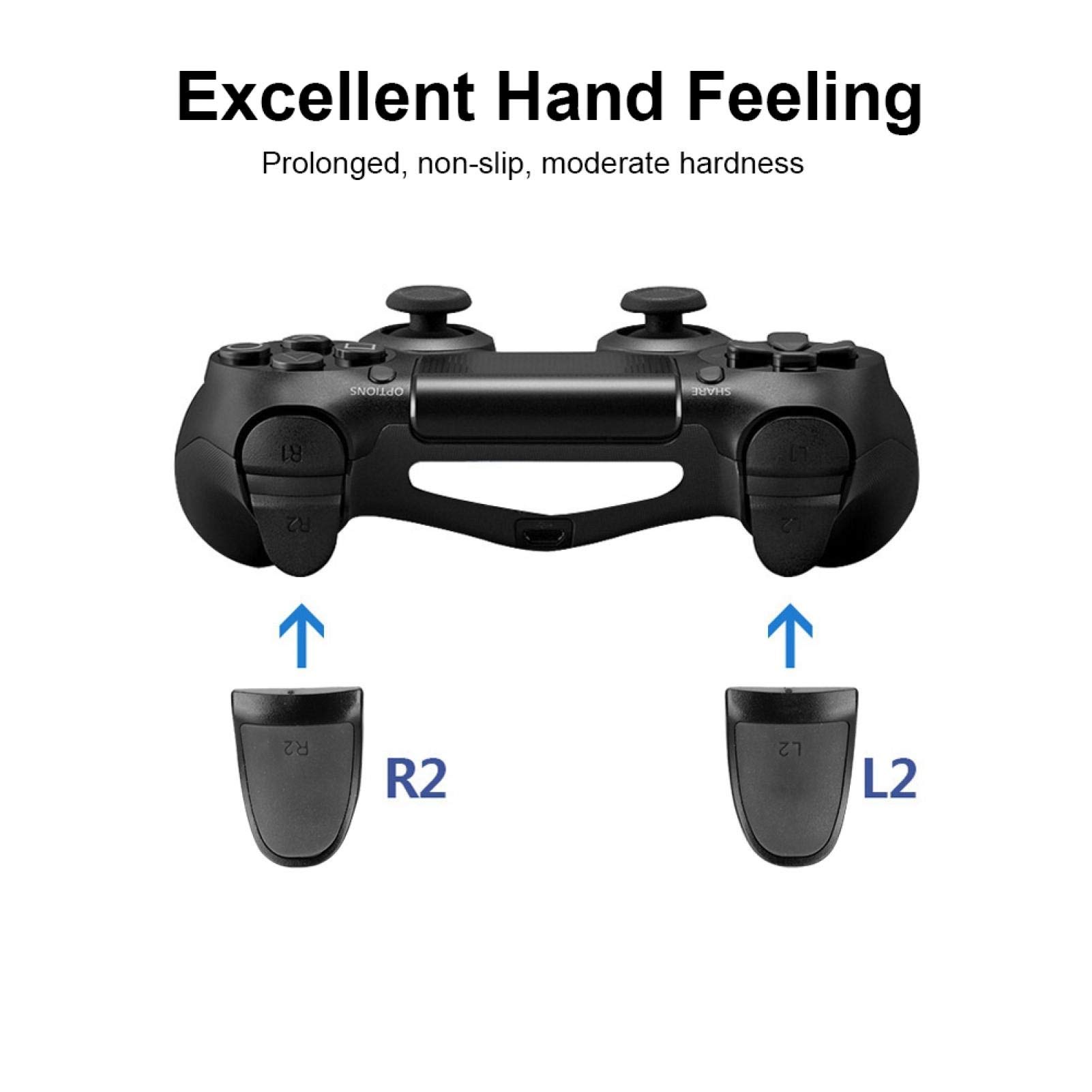 V BESTLIFE Trigger Extenders, Game Controller L2 R2 Controller Extenders Buttons Extension Trigger Soft Touch Extended Grips for PS4 (Black)