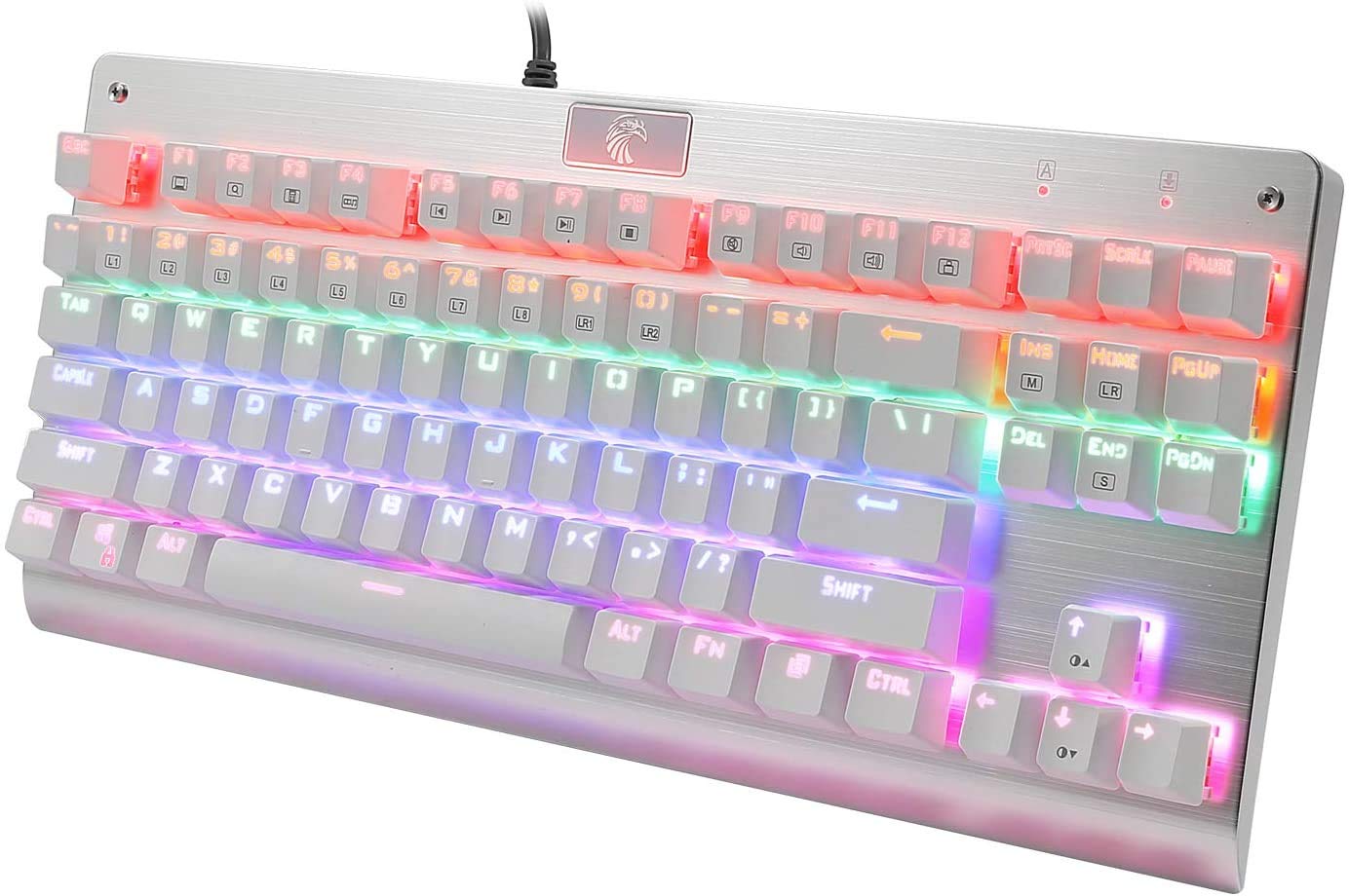 Chuangquan Z-77 Mechanical Wired Gaming Keyboard, Black Switch, Rainbow LED Backlit, Water Resistant, for Windows PC and Laptop