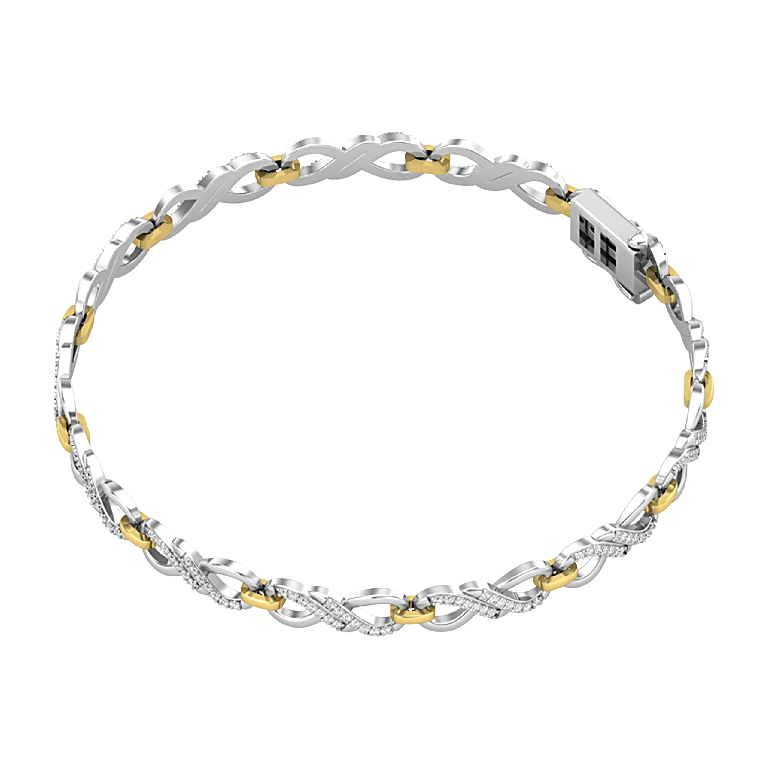 Dazzlingrock Collection 0.52 Carat (ctw) Round White Diamond Ladies Infinity Tennis Link Bracelet 1/2 CT | 10K White and Yellow Gold