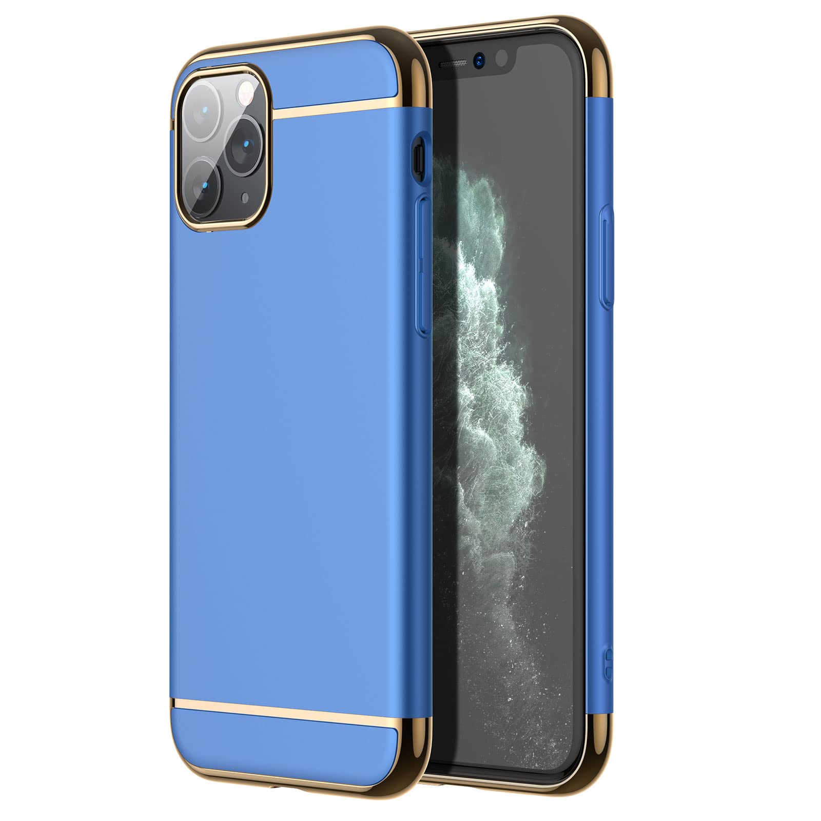CROSYMX iPhone 11 Pro Case, 3 in 1 Ultra Thin and Slim Hard Case Coated Non Slip Matte Surface with Electroplate Frame for Apple iPhone 11 Pro (5.8'')(2019) - Dark Green