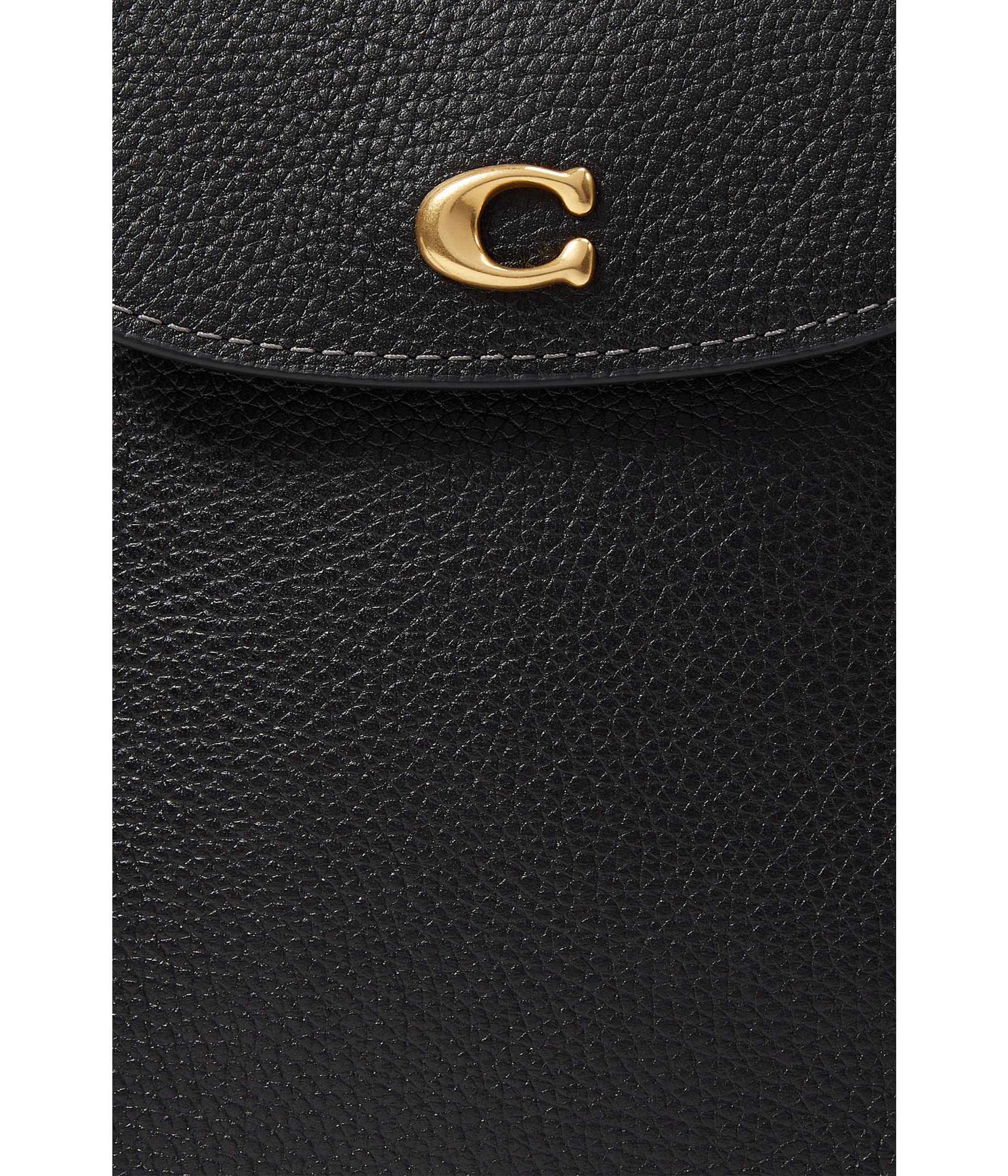 Coach Polished Pebble Leather C Phone Crossbody, Black