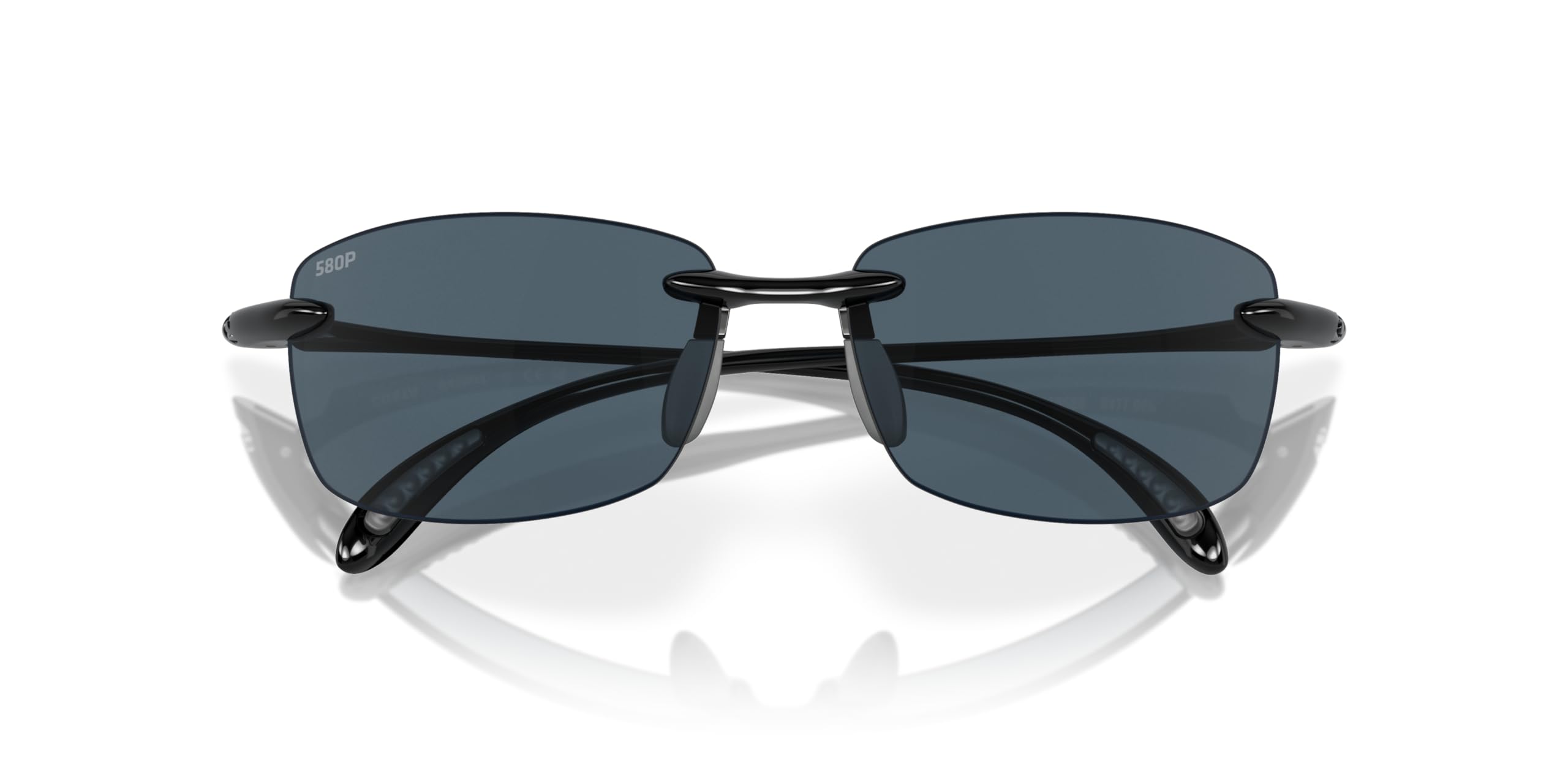Costa Del Mar Unisex Sunglasses Shiny Black Frame, Gray Lenses, 60MM