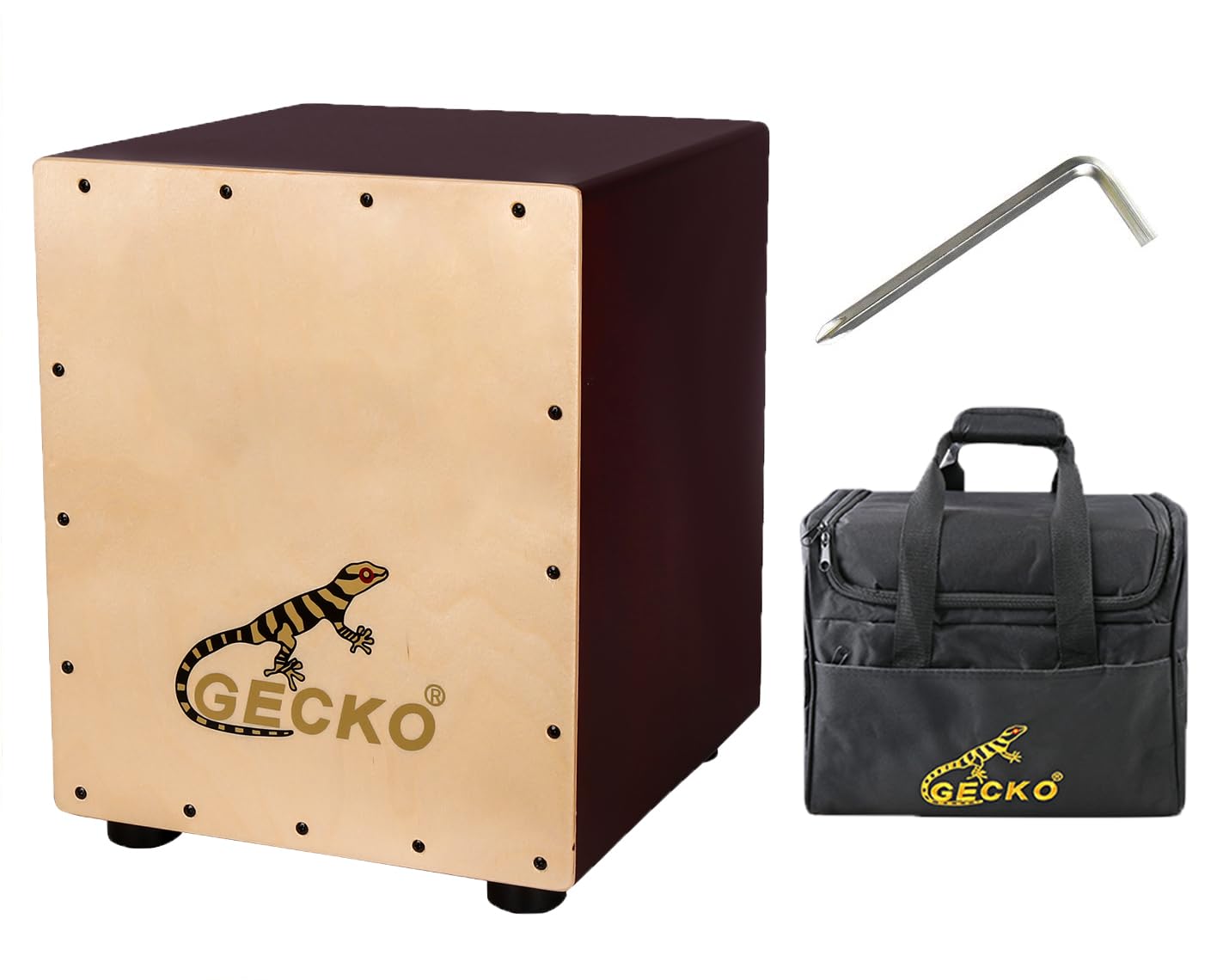 GECKO Cajon,Cajon Box Drum for Child Percussion Instrument Birch Wood with Internal Guitar Strings Compact Size Portable Cajon