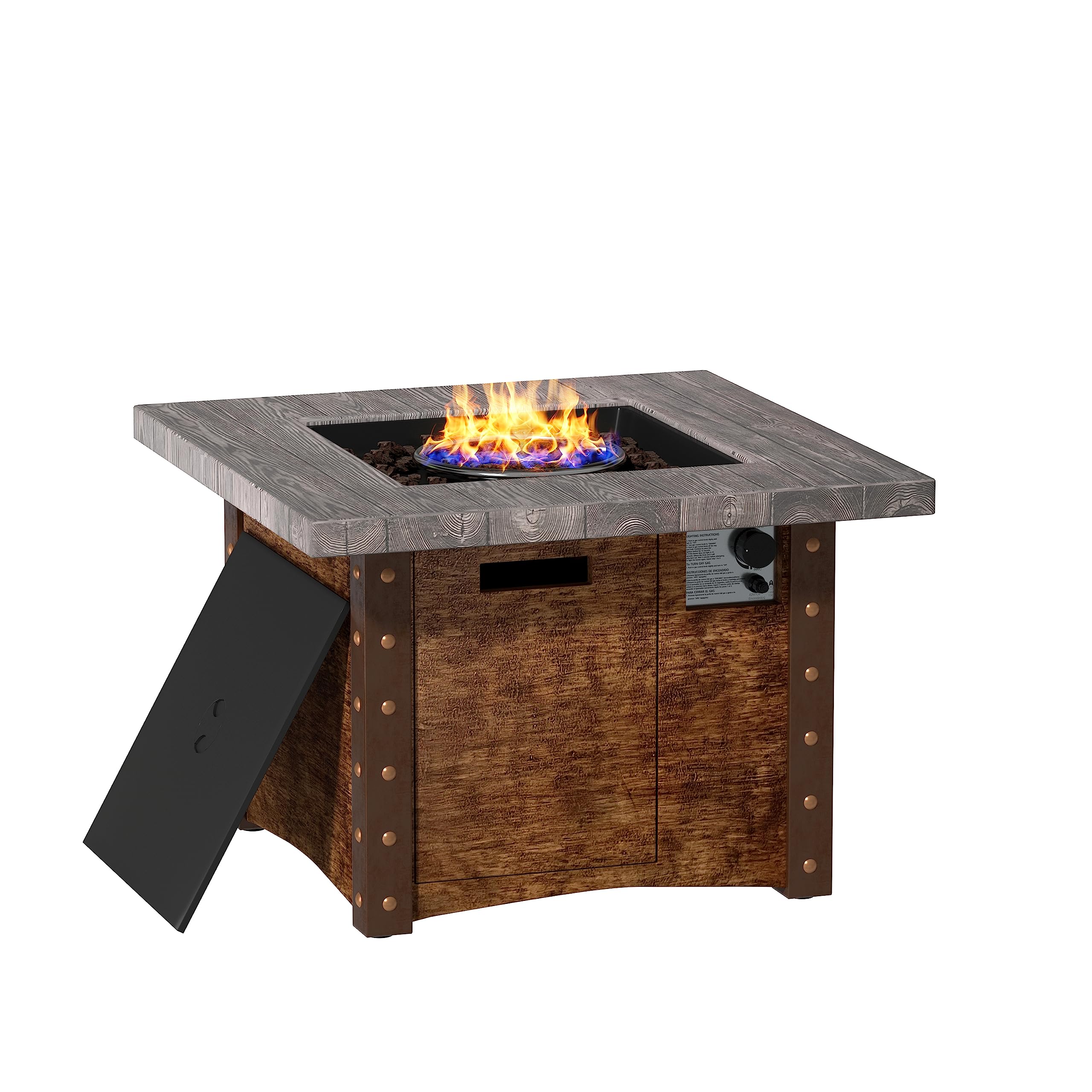 CASAINC 36'' Propane Fire Pit Table, Outdoor Gas Fire Pit 50,000 BTU Round Fire Table Patio Smokeless Firepit Table for Outside, Lid and Lava Rock, Waterproof Cover, CSA Certification-Gray
